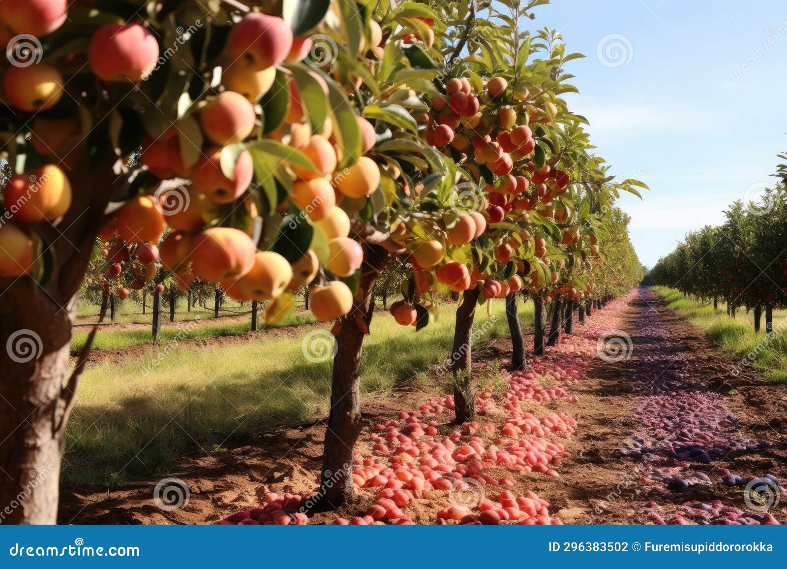 Colorful Rows of Fruit Trees Stock Illustration - Illustration of ...