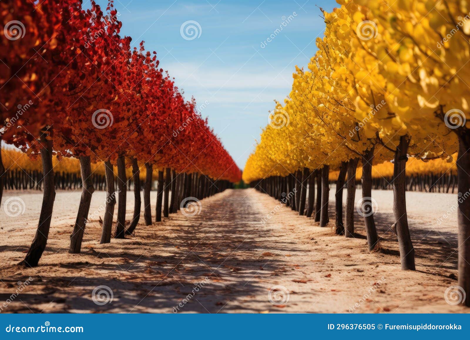 Colorful Rows of Fruit Trees Stock Illustration - Illustration of stand ...