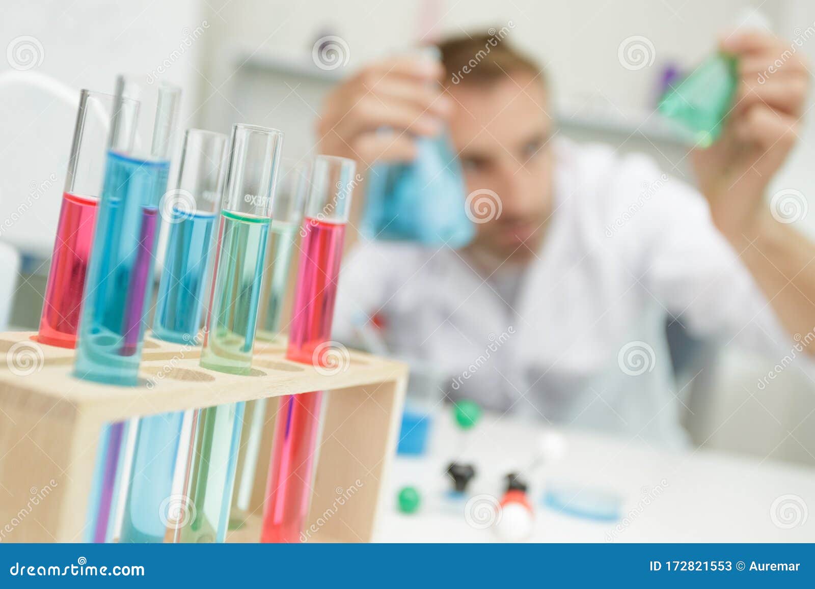 Colorful Rows Laboratory Test Tubes Science Background Stock Image ...