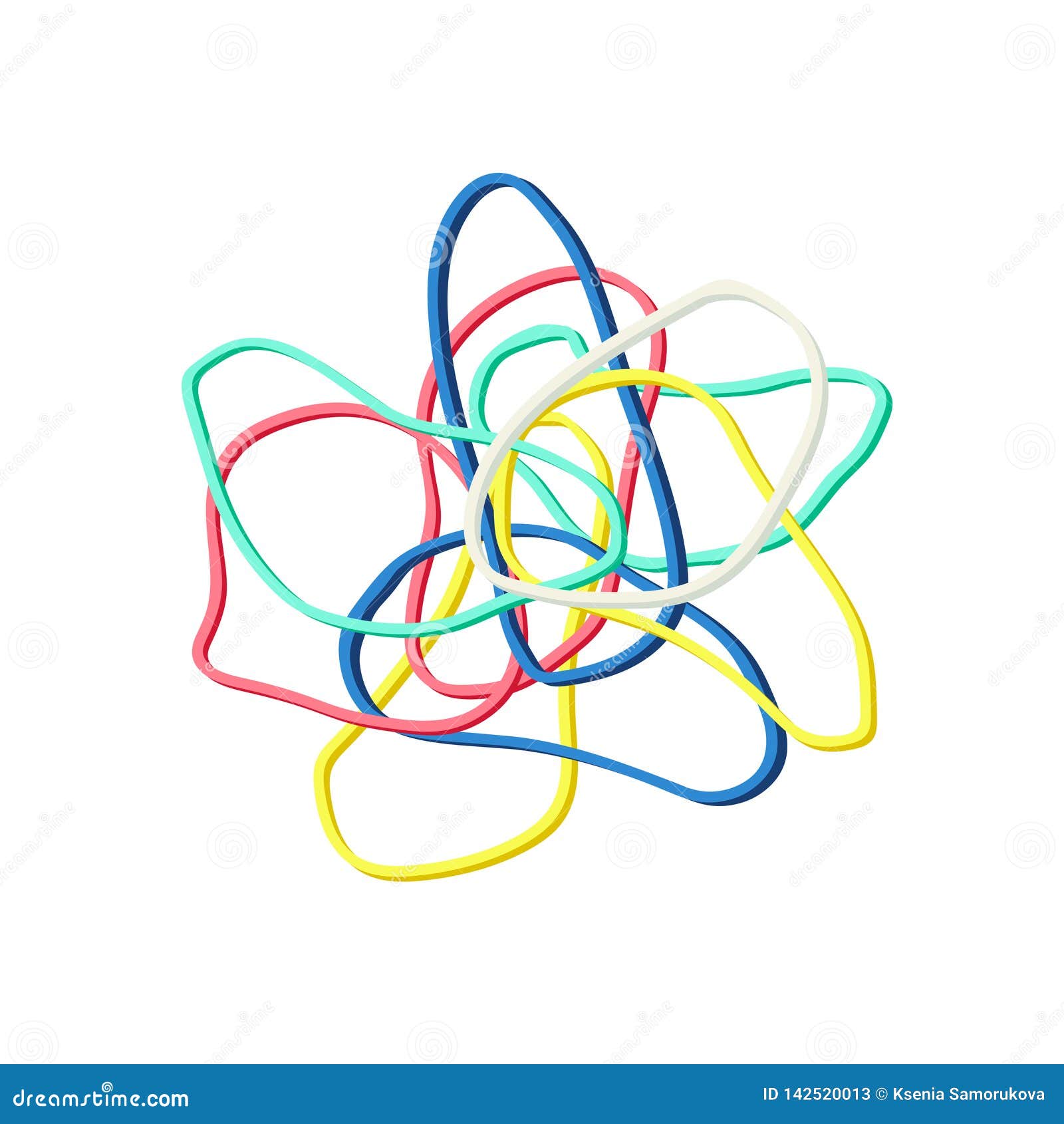 Colorful Rubber Bands on White Background Stock Vector - Illustration ...