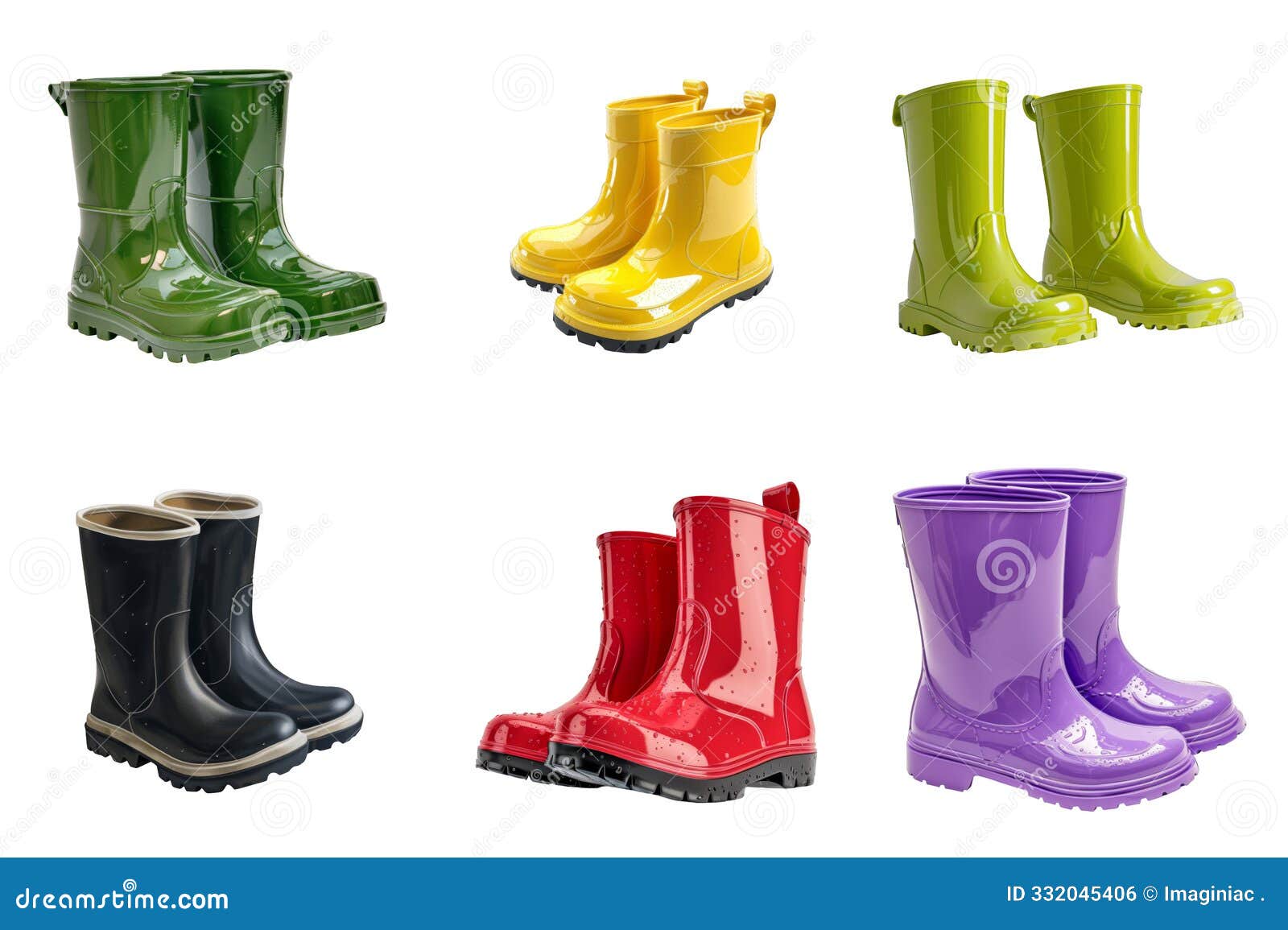 Colorful Rubber Boots in a Row Stock Illustration - Illustration of ...