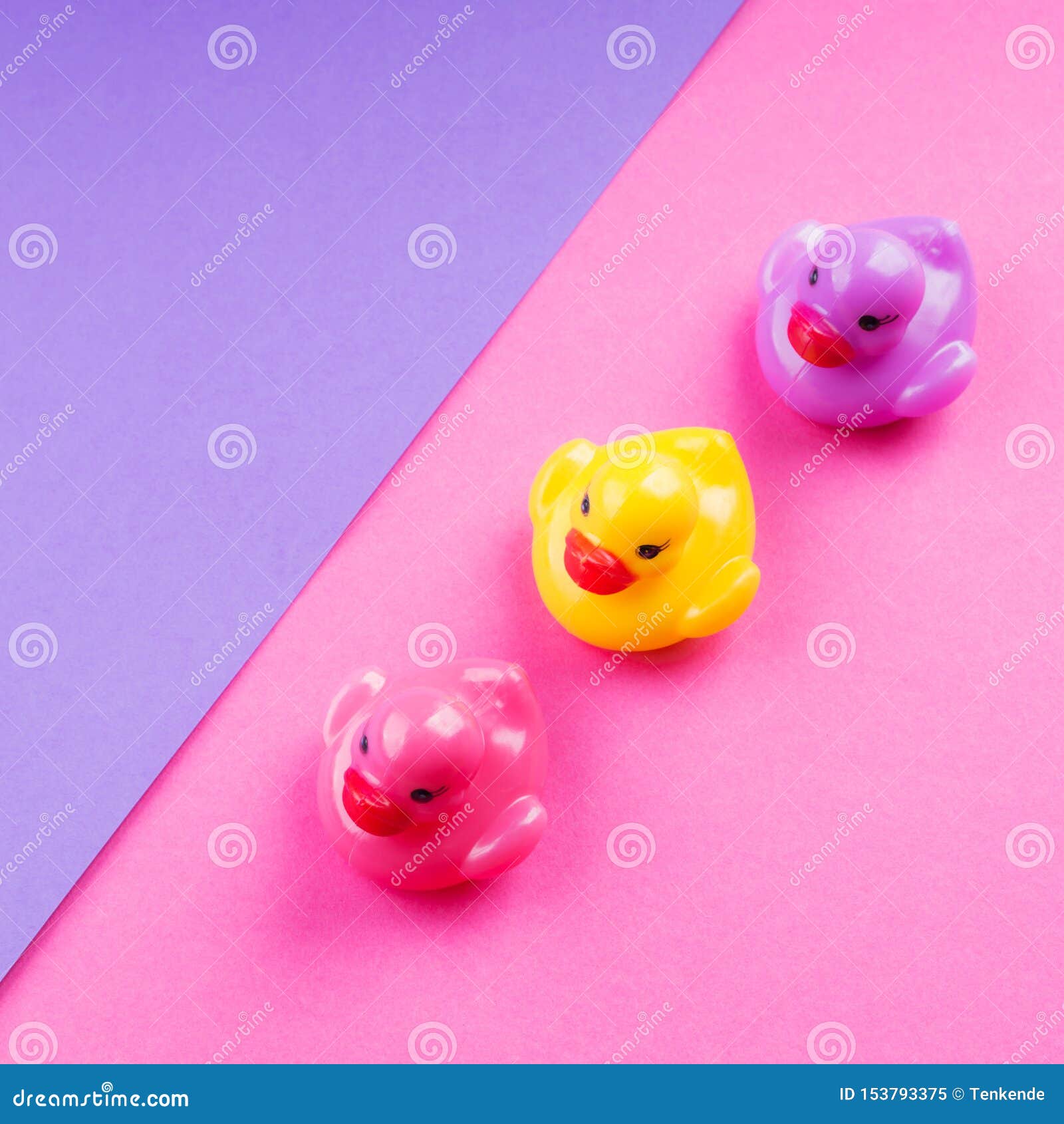 Colorful Rubber Ducks on Geometry Backdrop Stock Image - Image of pink ...