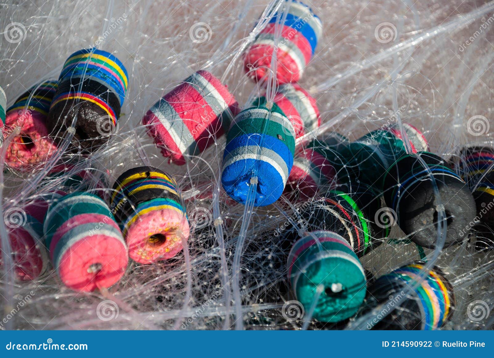 Meshed Fishing Paraphernalia Stock Photo - Image of drag, device: 214590922
