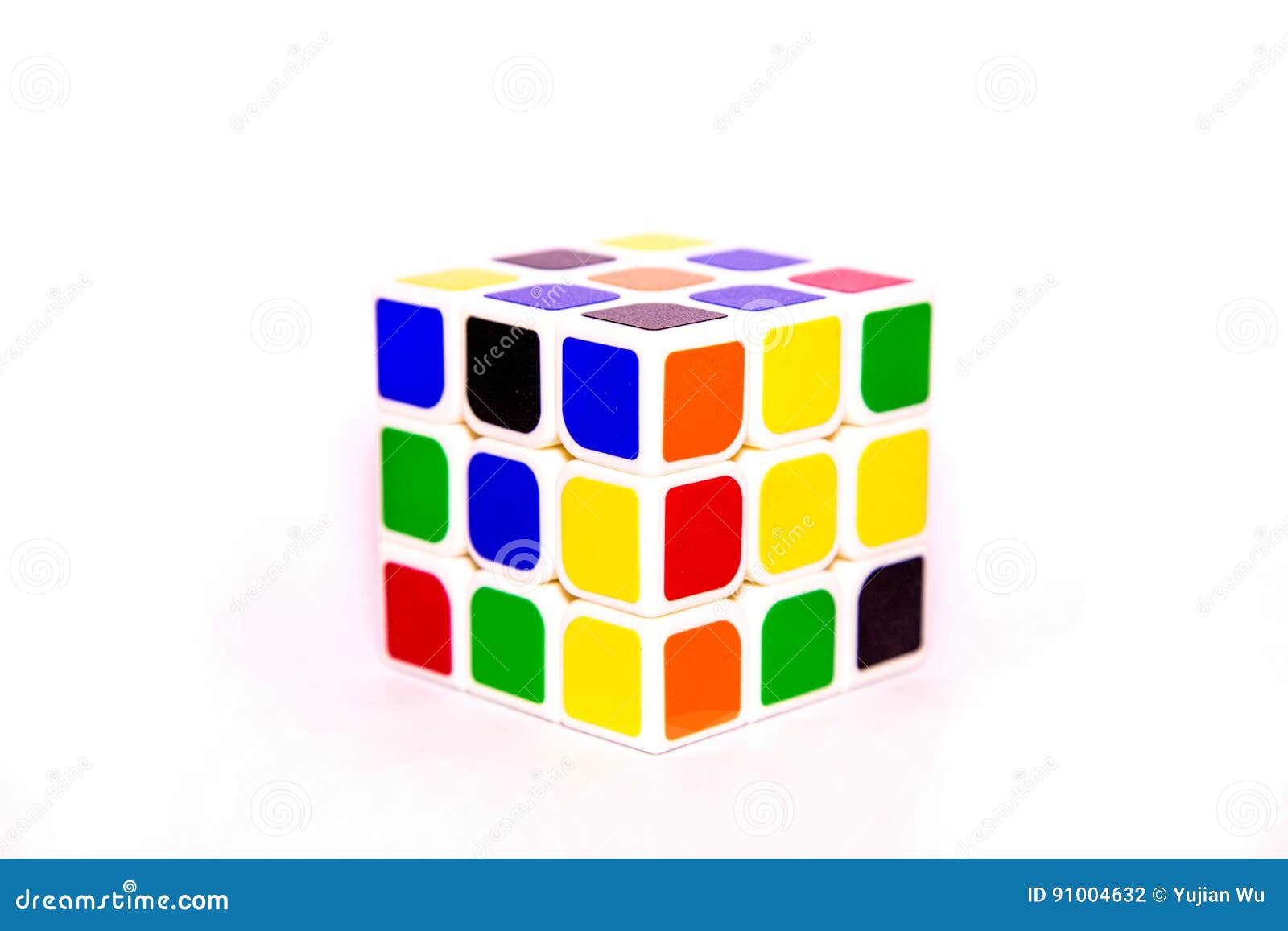 Colorful Rubik`s Cube With Mixed Colors. Isolated On White Background ...