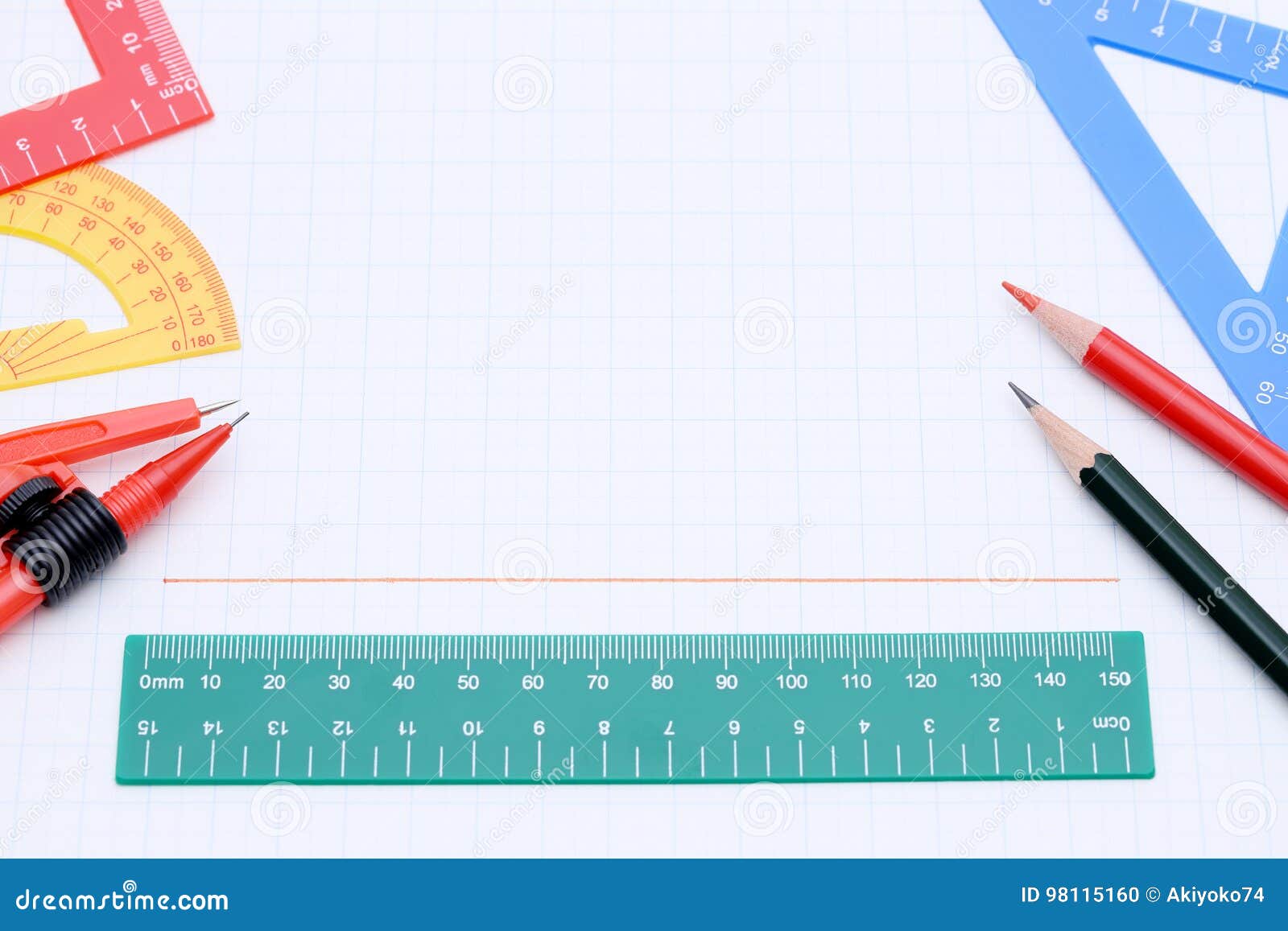 Colorful Rulers, Pen and Notebook Stock Photo - Image of diameter ...