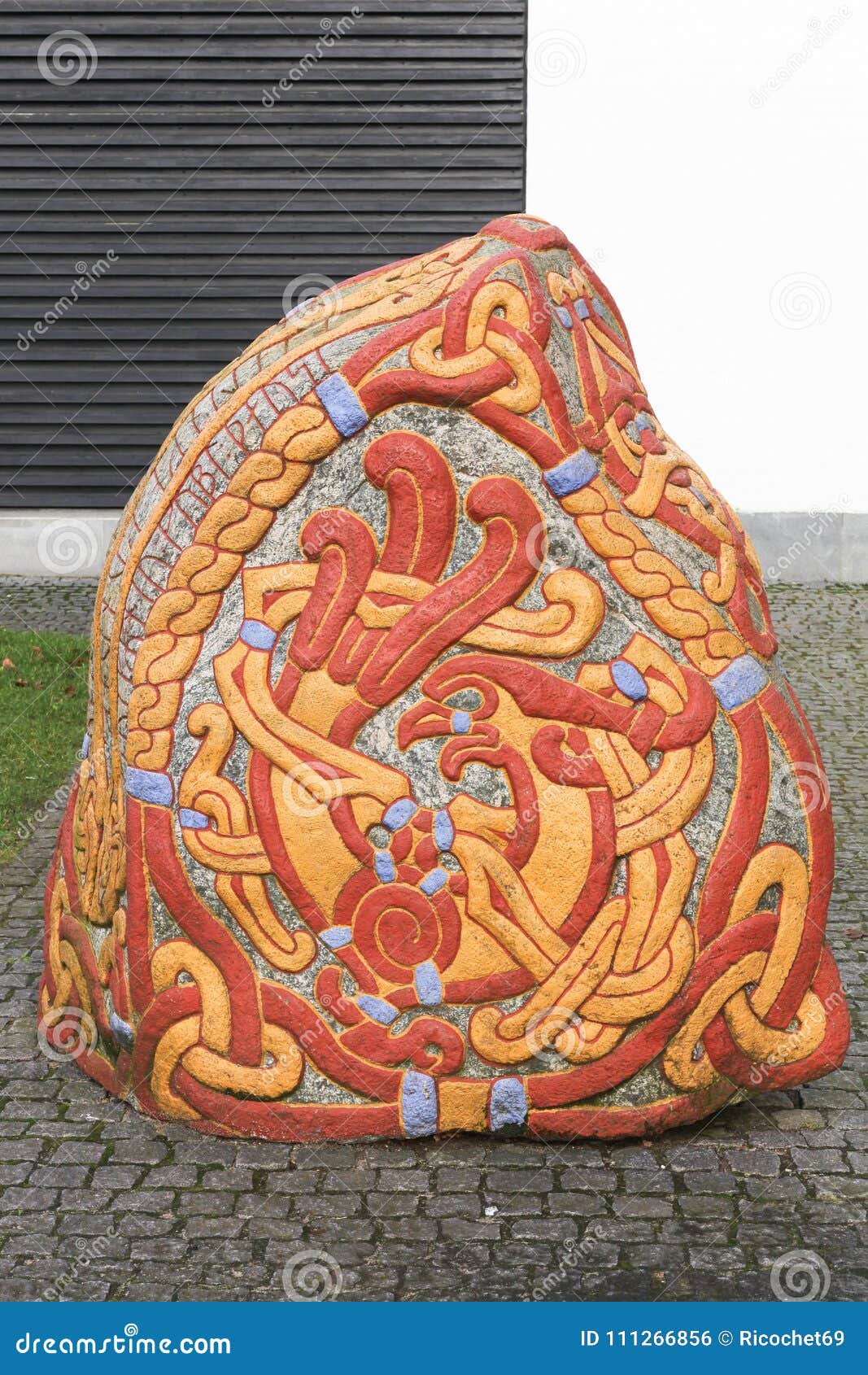 Runestone in Jelling, Denmark Stock Photo - Image of runestone, aged ...