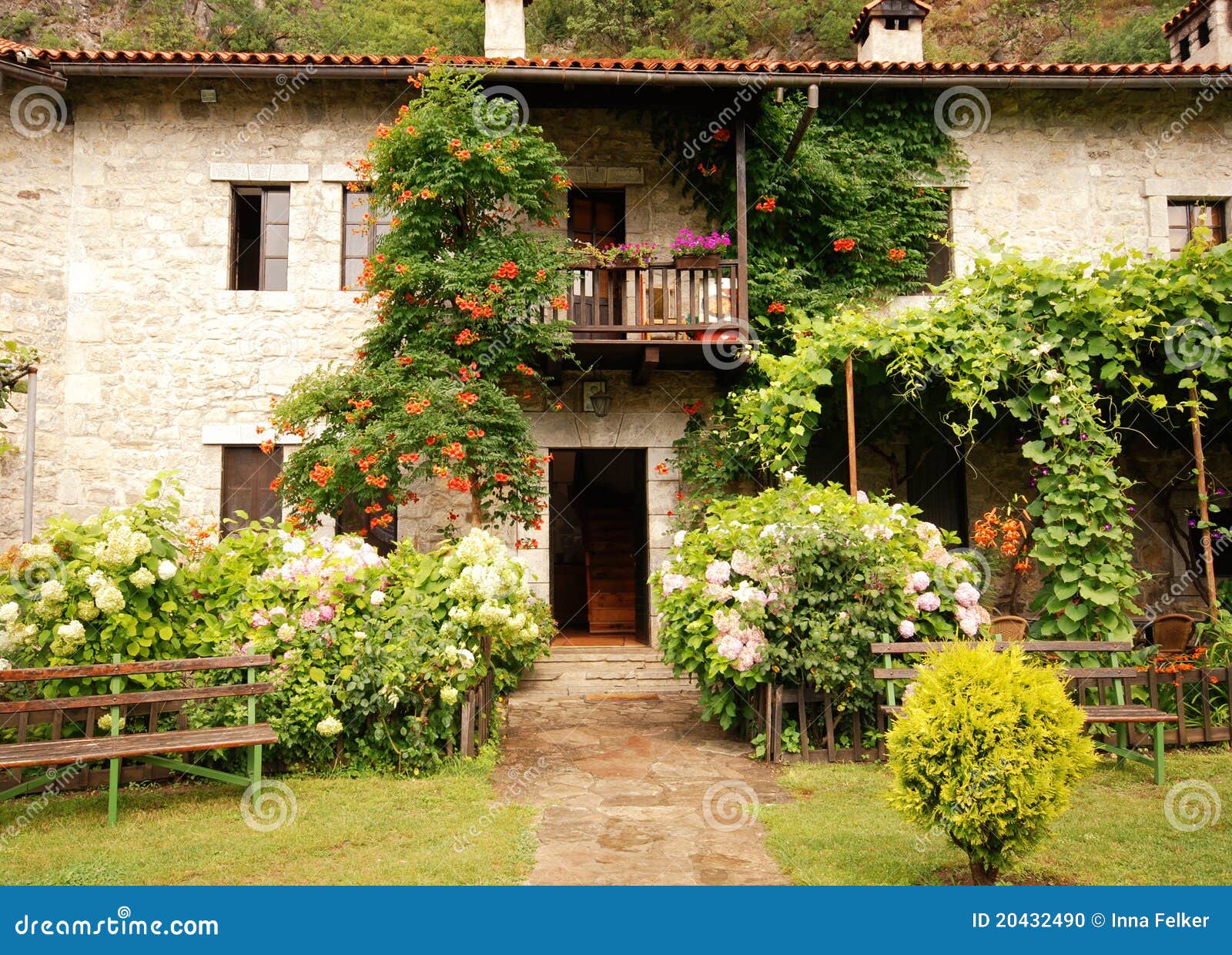 Colorful Rural House with Garden Stock Photo - Image of house, building ...
