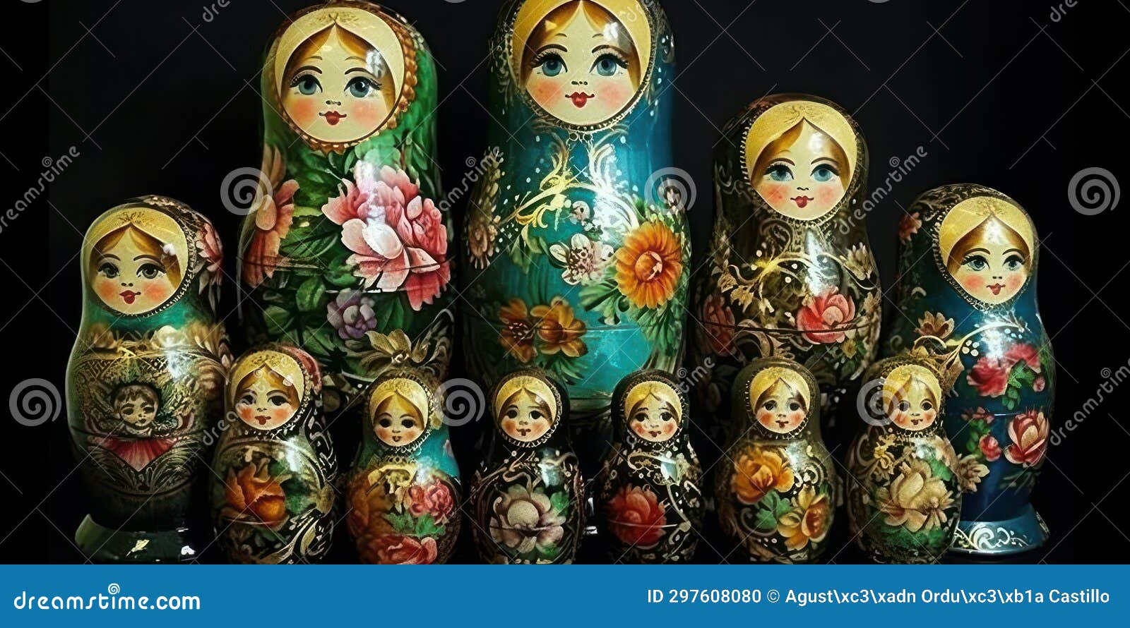 Colorful Russian Nested Matreshka Dolls. Stock Photo - Image of ornament, ethnic: 297608080
