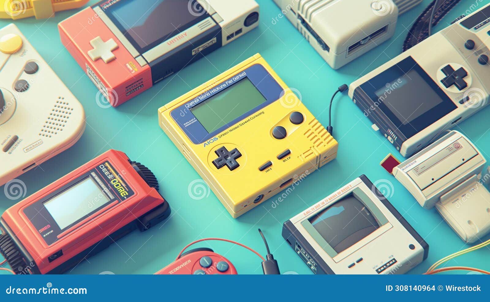 Colorful 90s Tech Gadgets stock photo. Image of nostalgia - 308140964