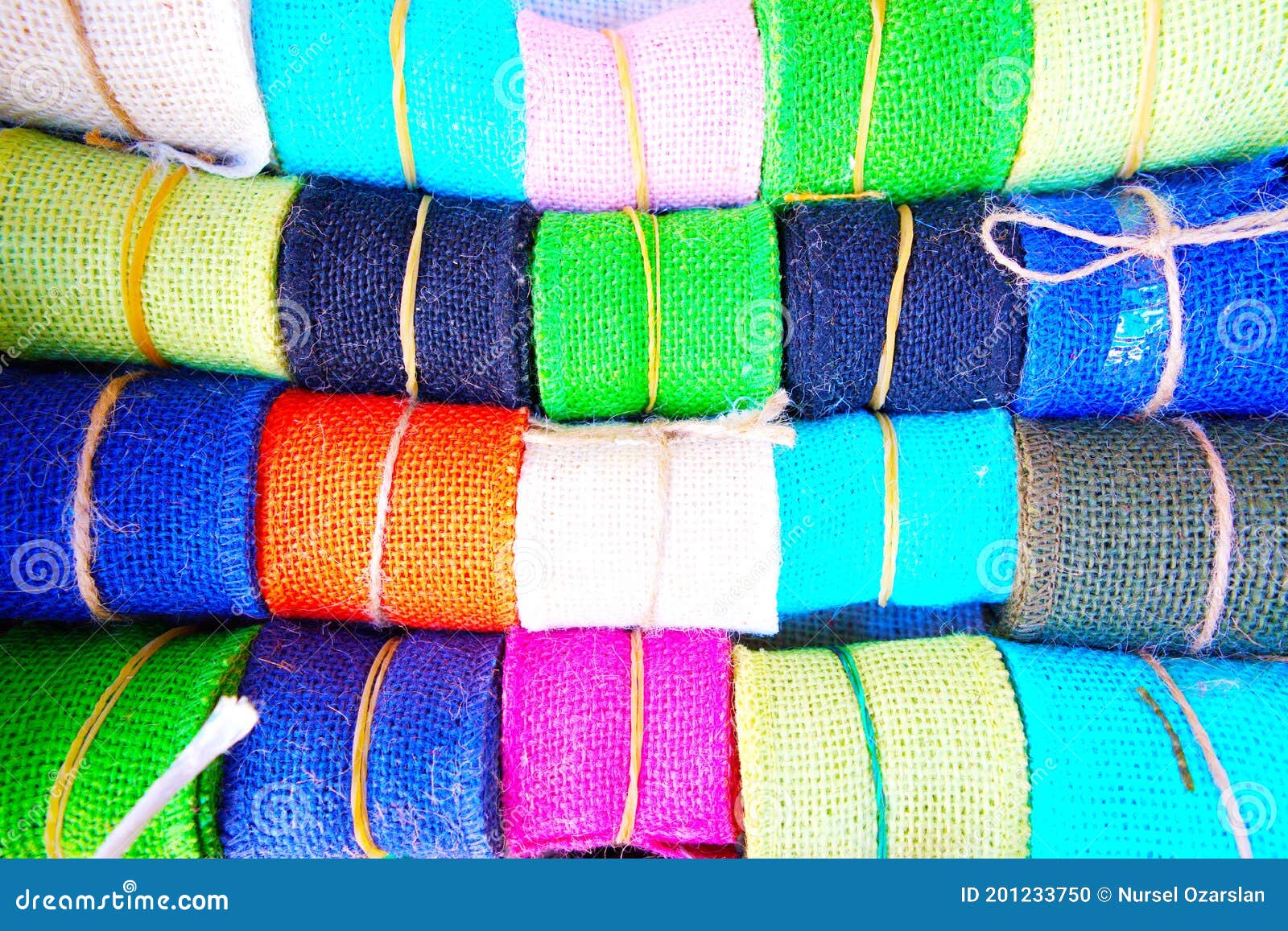 Colorful sack fabrics stock photo. Image of carpet, packaging - 201233750