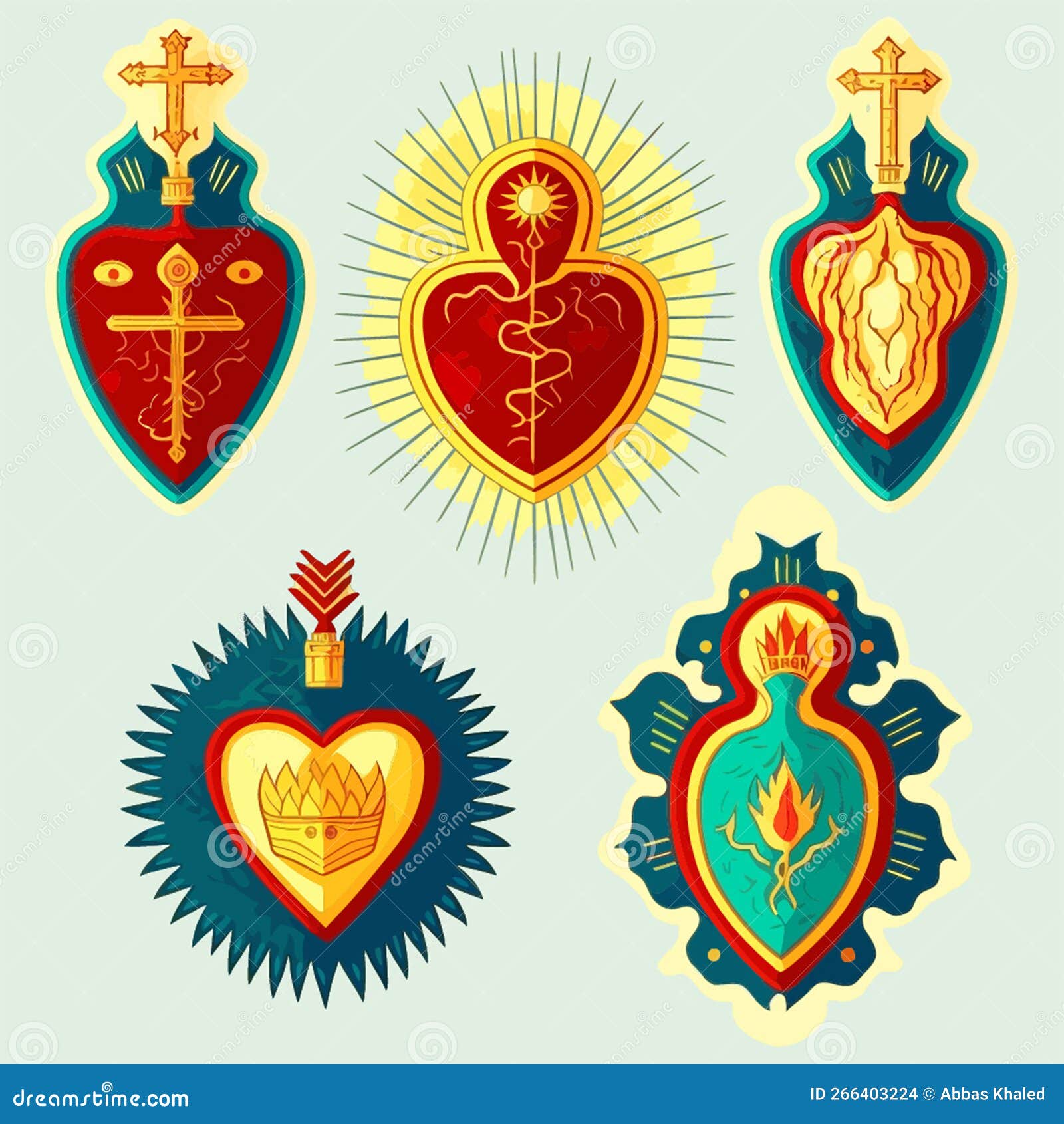 Colorful Sacred Heart Collection Illustration Stock Vector ...