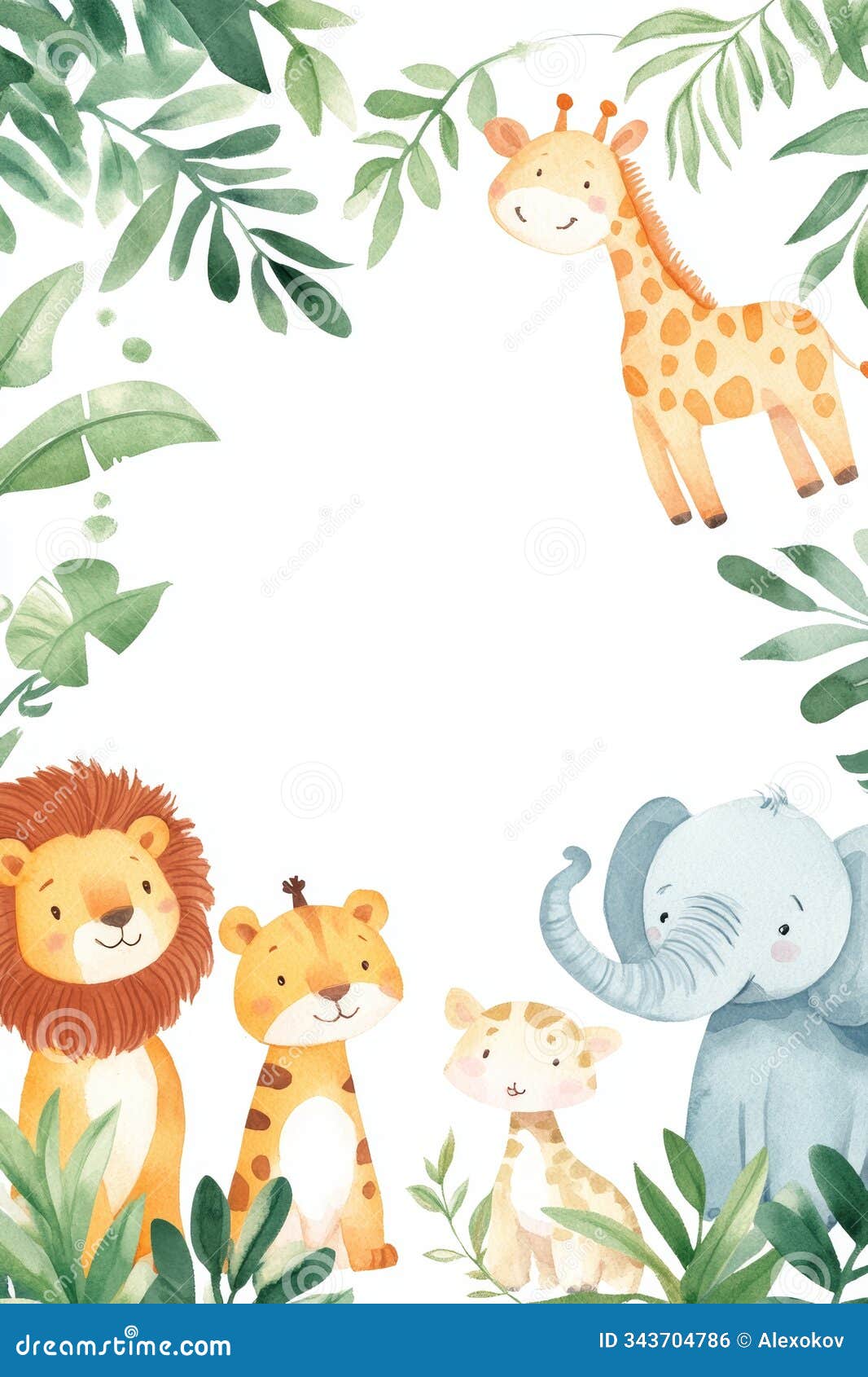 Colorful Safari Animals Frame for Text, Illustration Generative AI ...