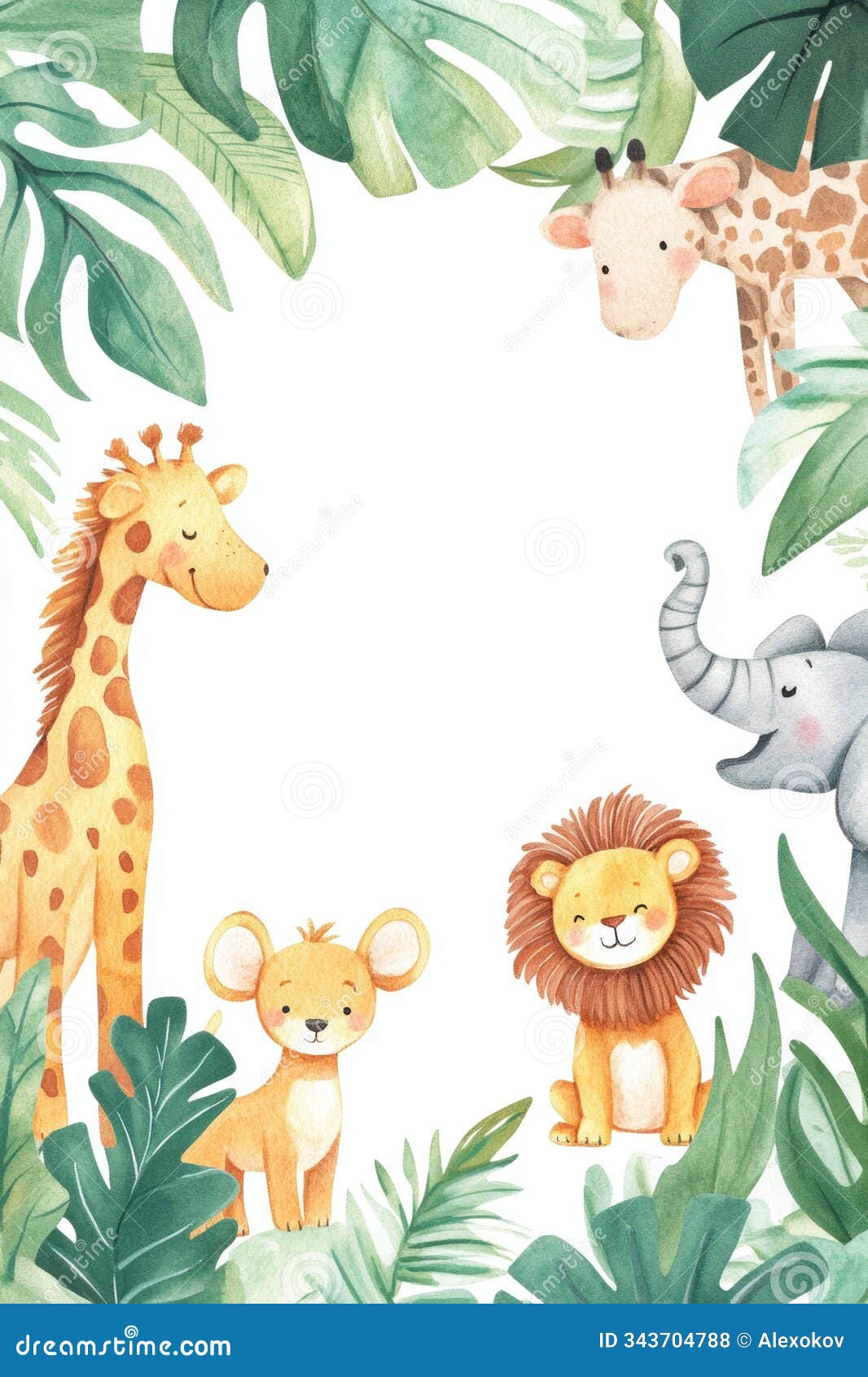 Colorful Safari Animals Frame for Text, Illustration Generative AI ...