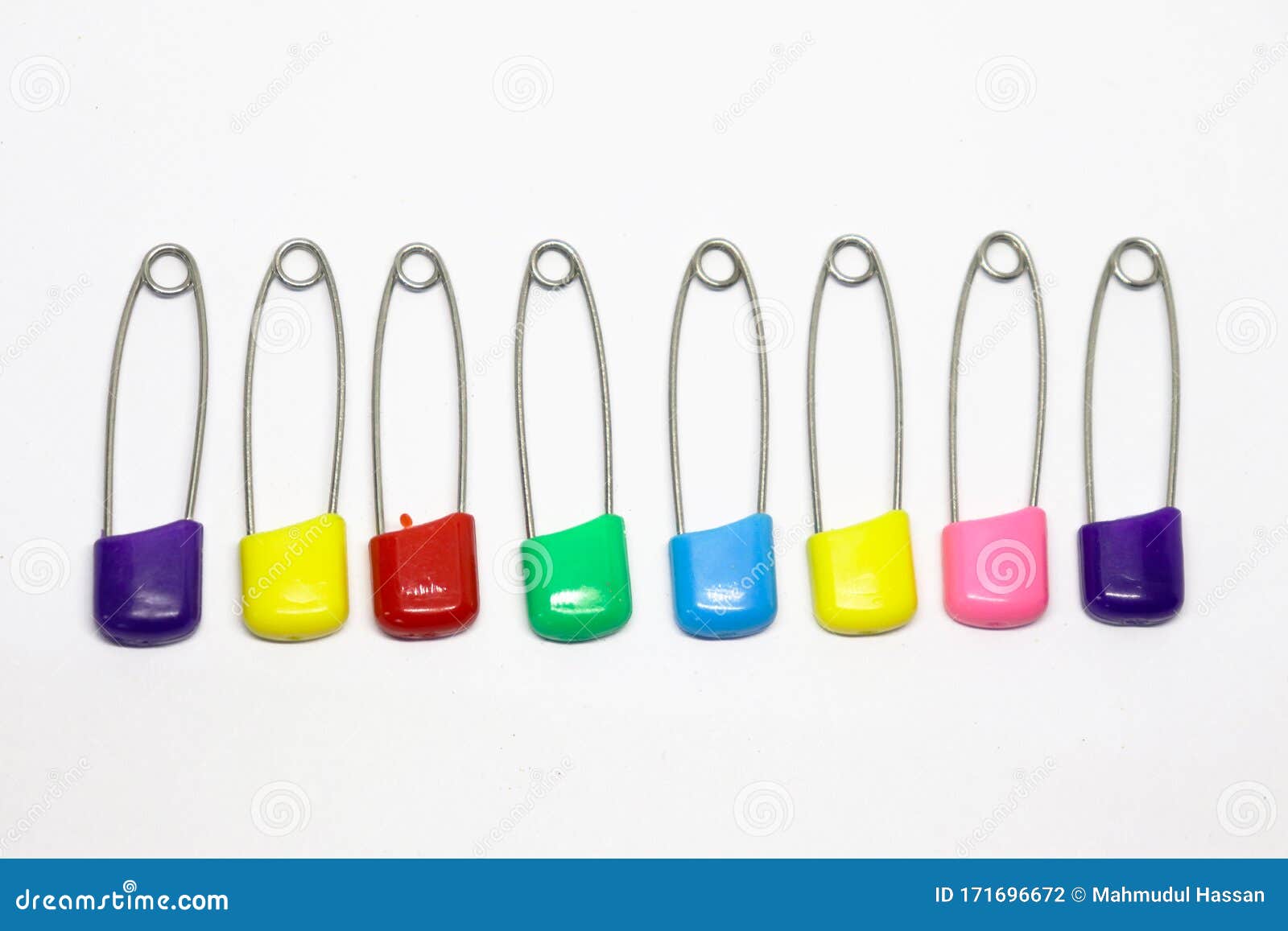 Colorful Safety Pin Isolated on White Background Stock Photo - Image of ...
