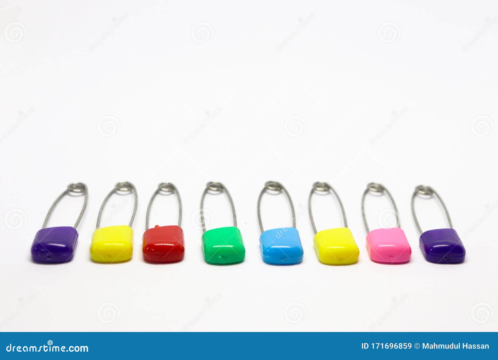 Colorful Safety Pin Isolated on White Background Stock Image - Image of ...