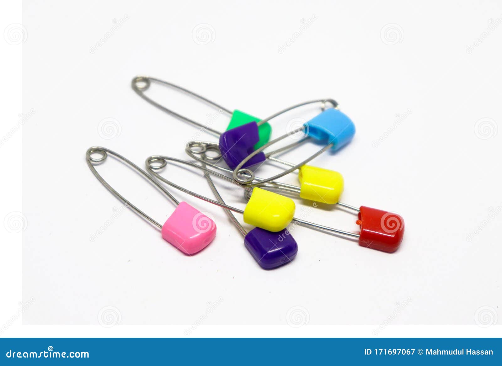 Colorful Safety Pin Isolated on White Background Stock Image - Image of ...