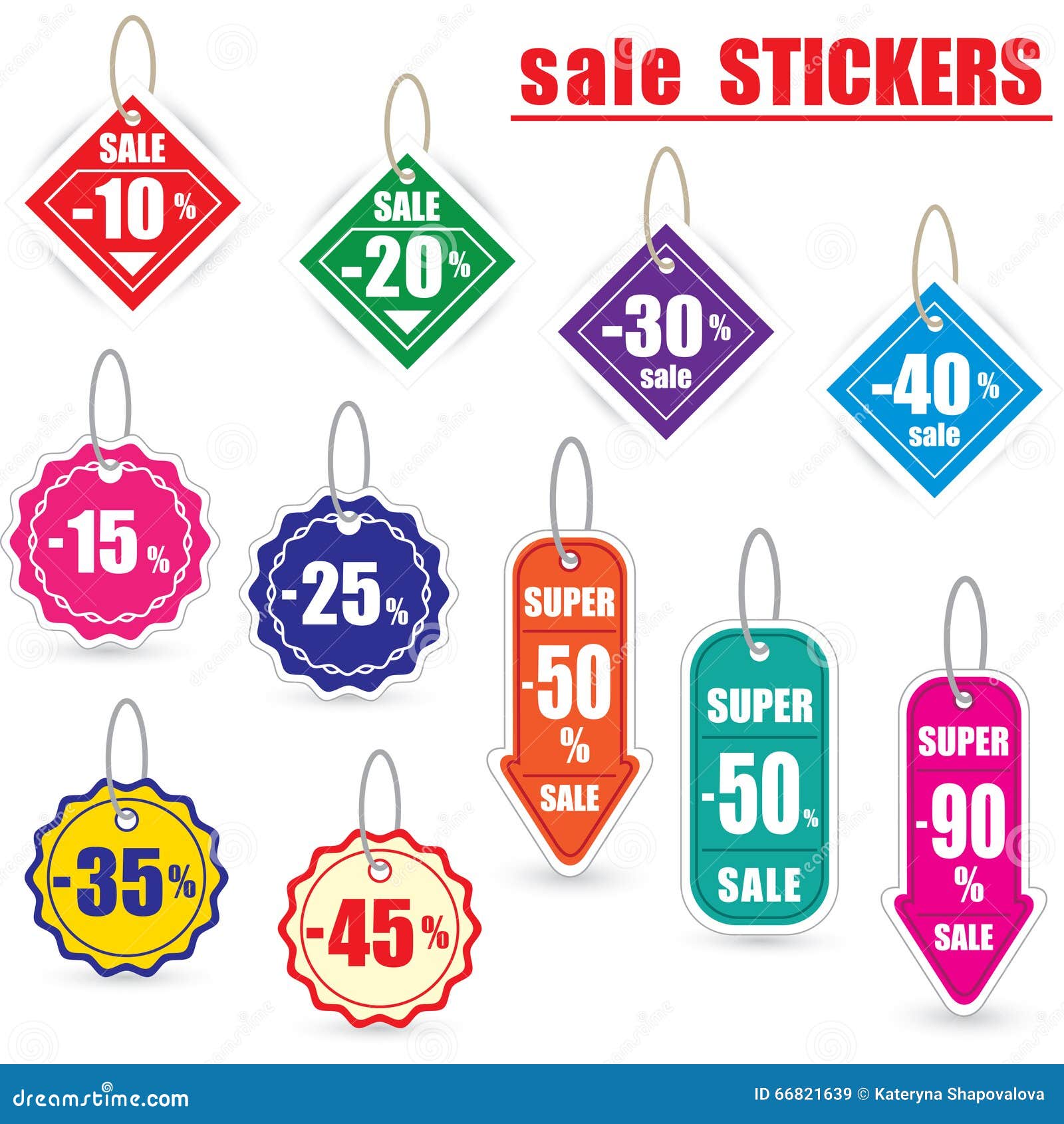 Colorful Sale Stickers and Labels with Cord Stock Vector - Illustration ...