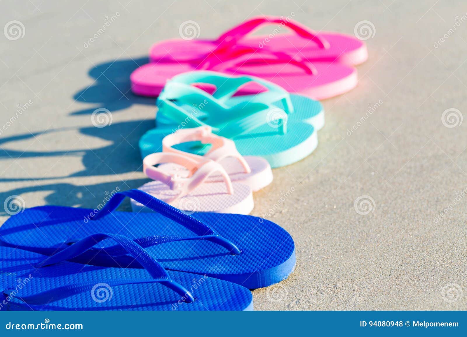 Colorful Sandals at the Beach Stock Photo - Image of beach, shoes: 94080948