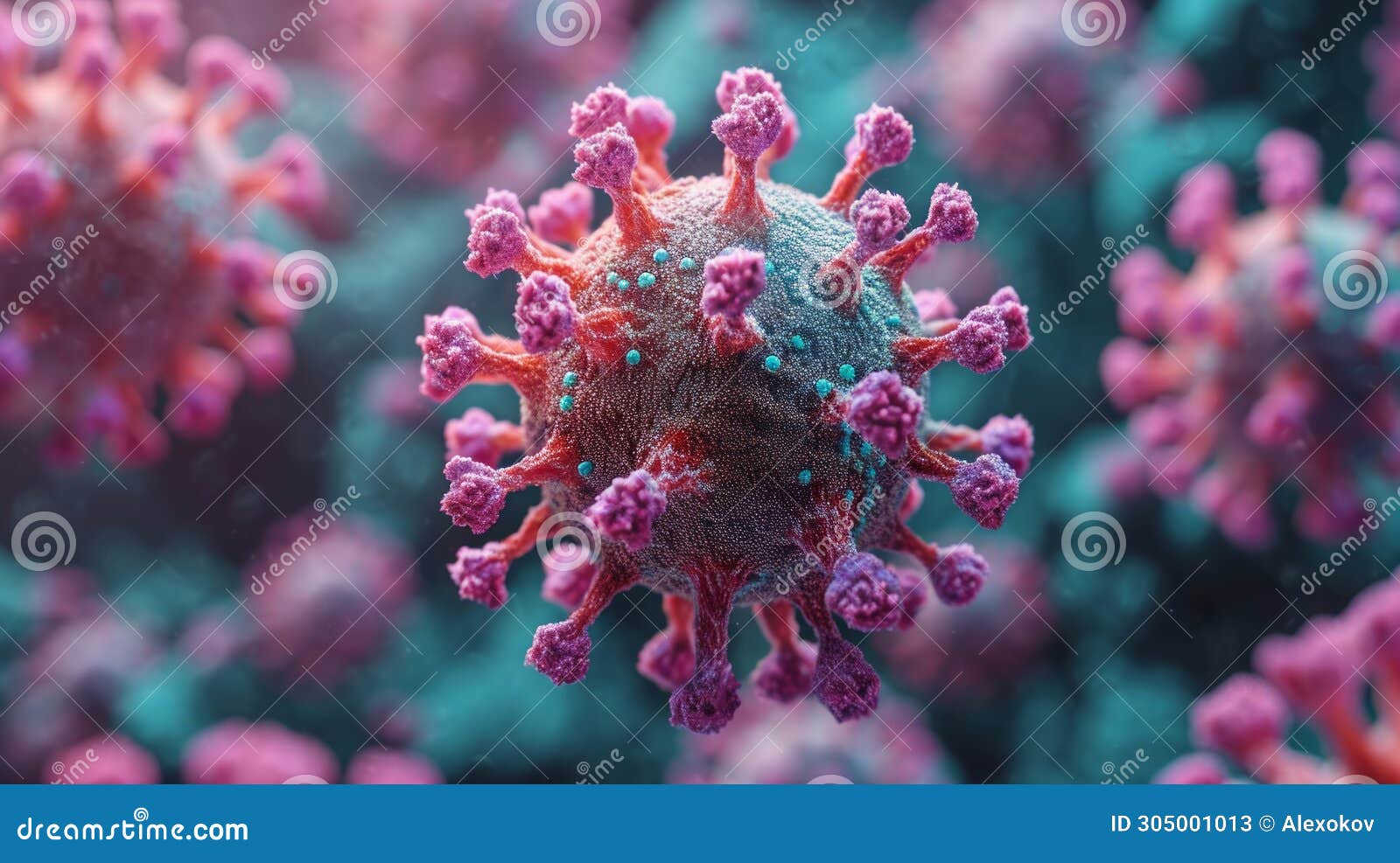 Colorful Sapovirus Under a Microscope AI Generated Stock Illustration ...