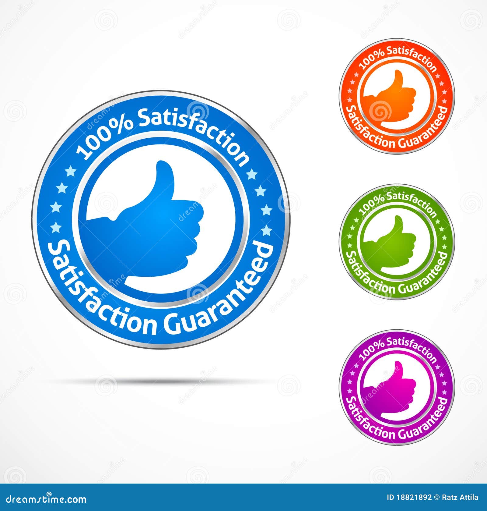 Colorful Satisfaction Guaranteed Buttons Stock Vector - Illustration of ...