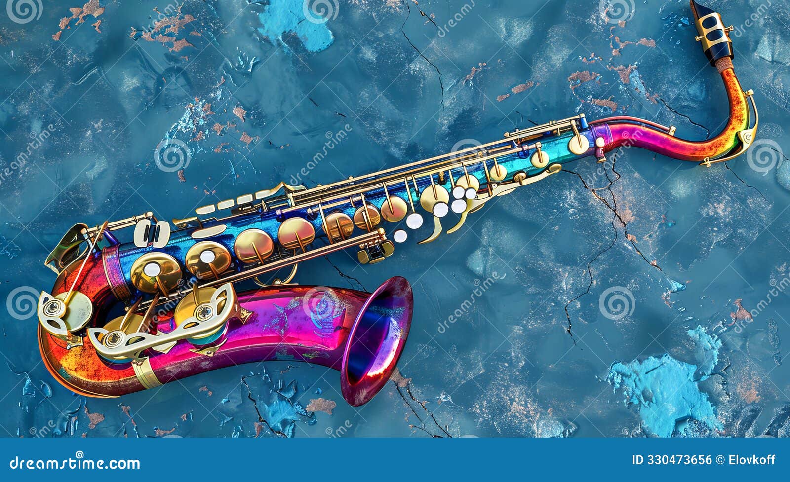 A Colorful Saxophone is Displayed on a Wall Stock Photo - Image of ...
