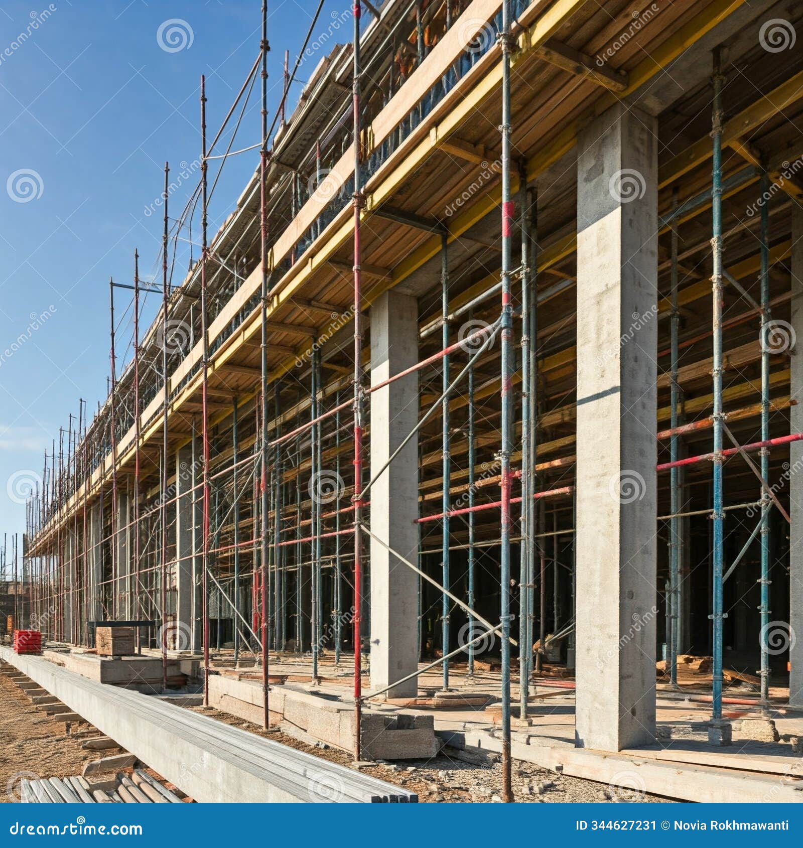 Colorful Scaffold in a Construction Site Stock Illustration ...