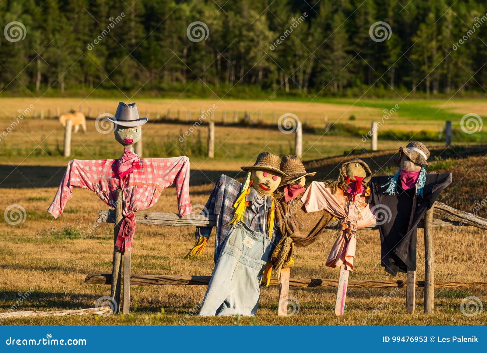 Colorful scarecrows stock image. Image of five, mannequins - 99476953