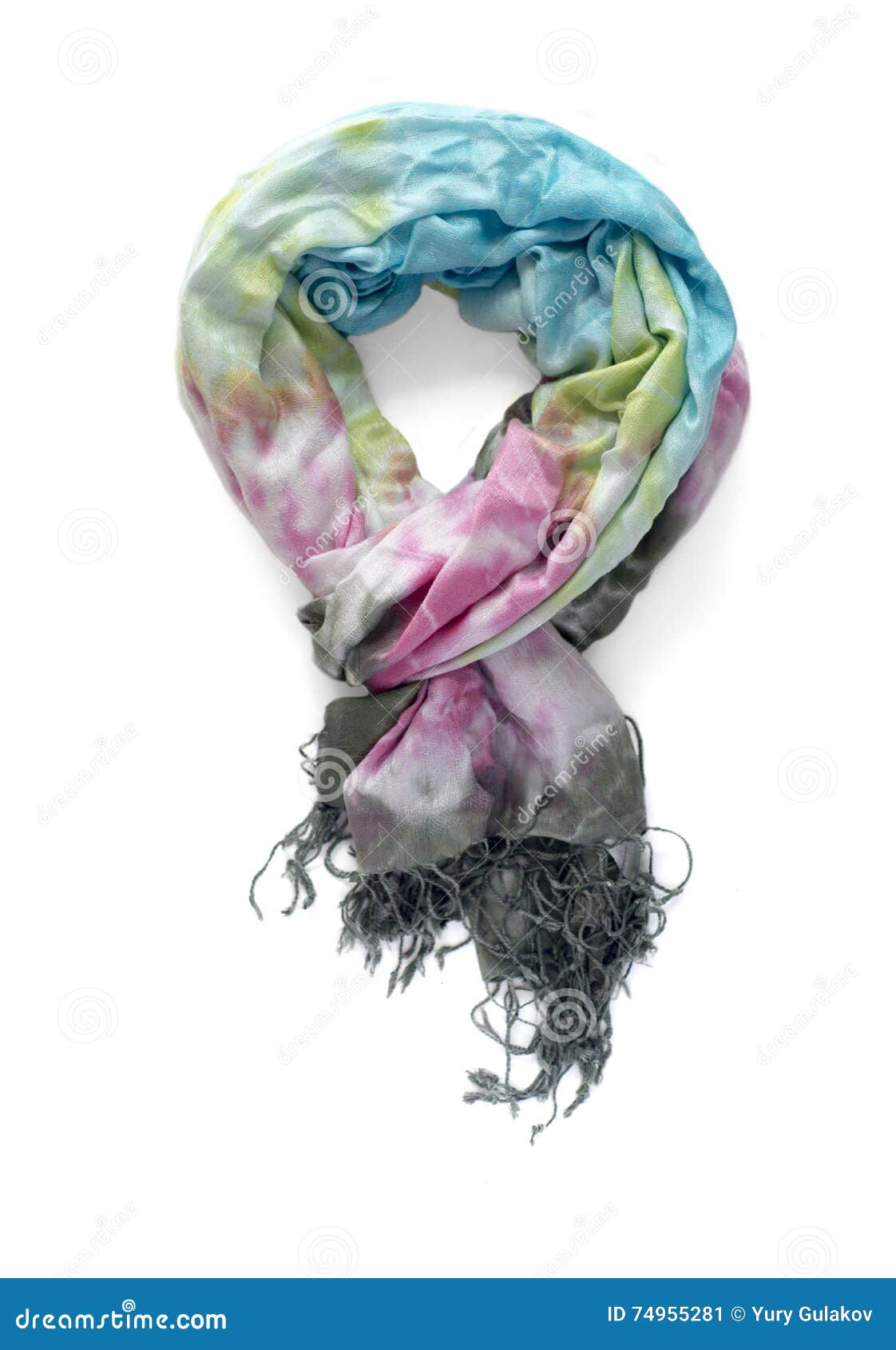 Colorful Scarf on a White Background. Stock Image - Image of green ...