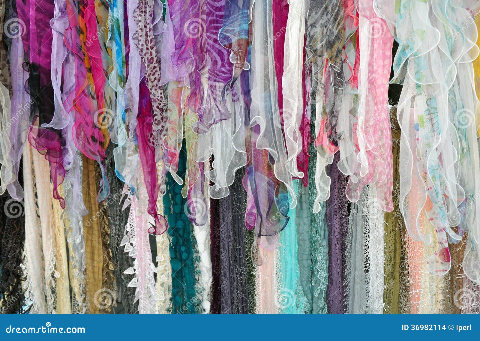 Colorful Scarves on Display Stock Photo - Image of scarves, clothes ...