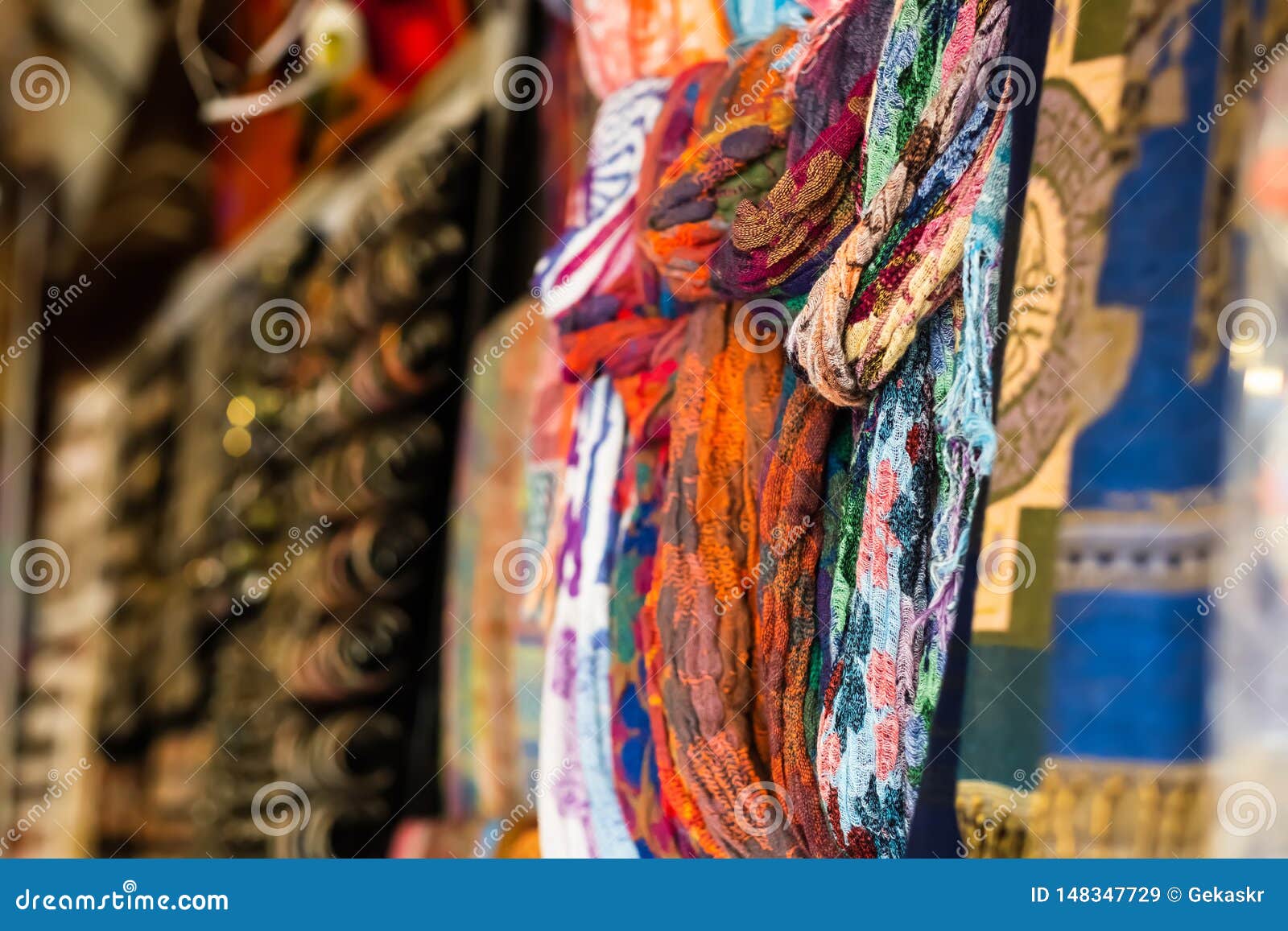 Colorful Scarves with Patterns Stock Image - Image of fabric, fair ...