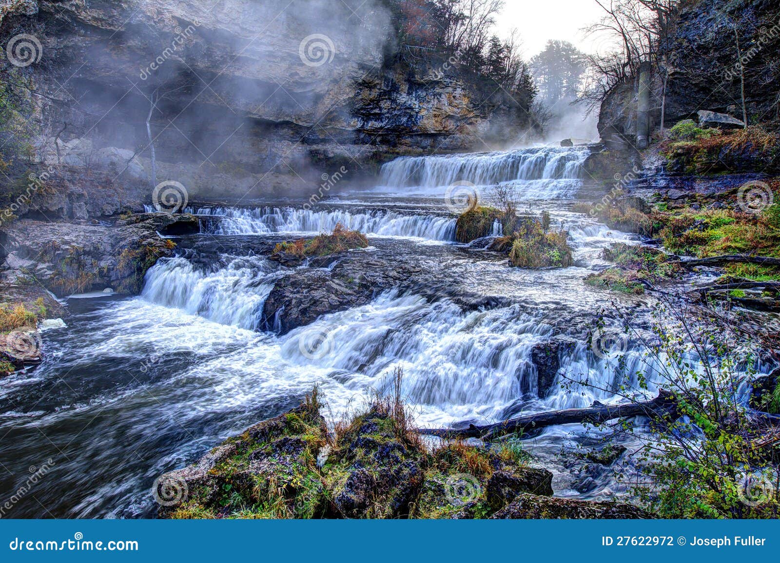 Colorful Scenic Waterfall in HDR Stock Photo - Image of smooth, rock ...