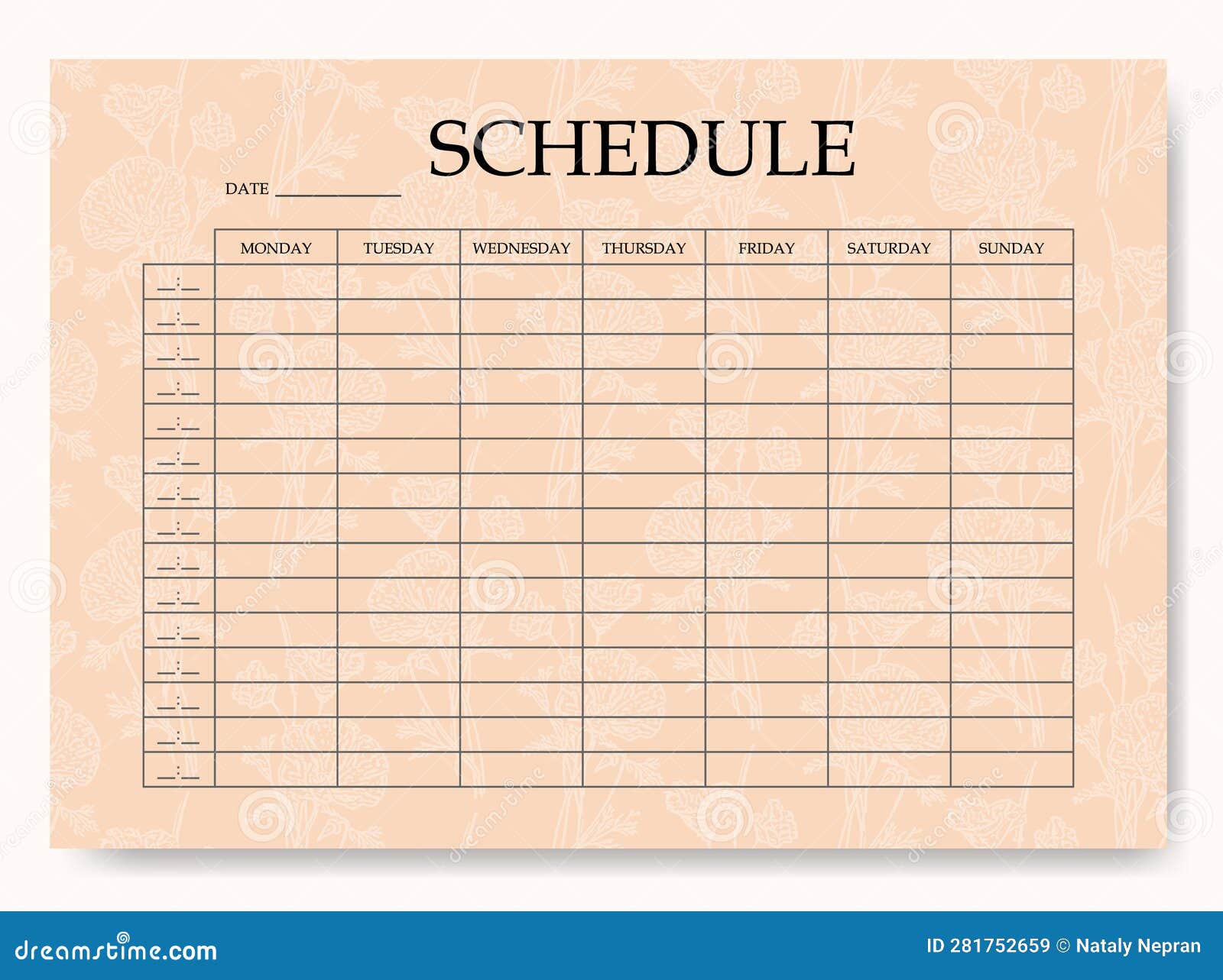 Colorful Schedule Minimalist Planner Page Design. Printable Sheet Stock ...