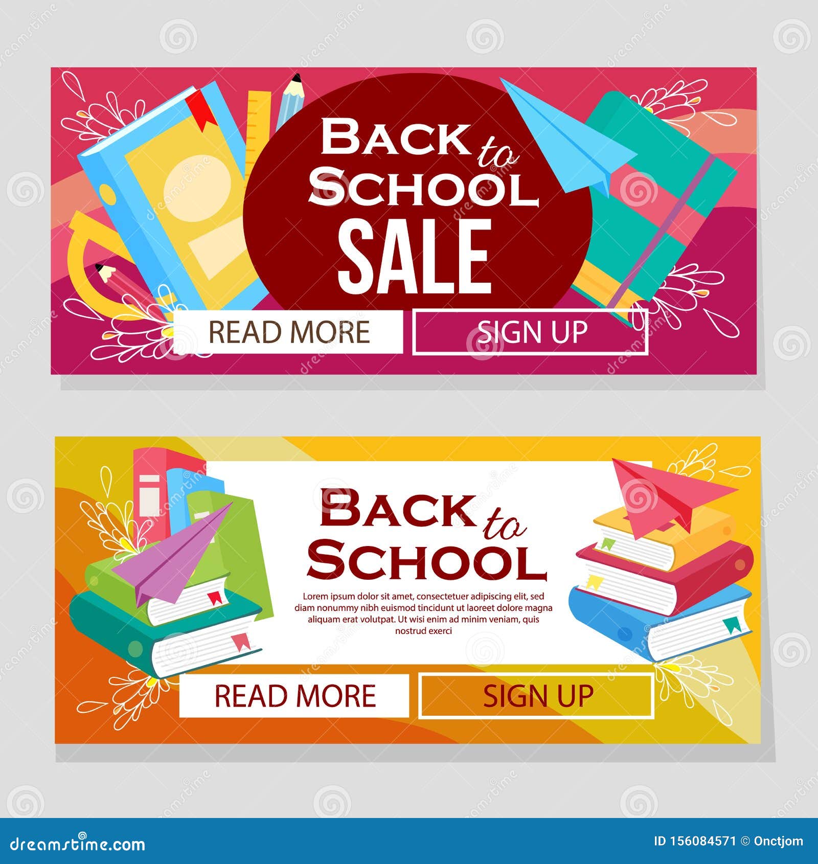 Colorful School Banner with School Books Stock Vector - Illustration of ...