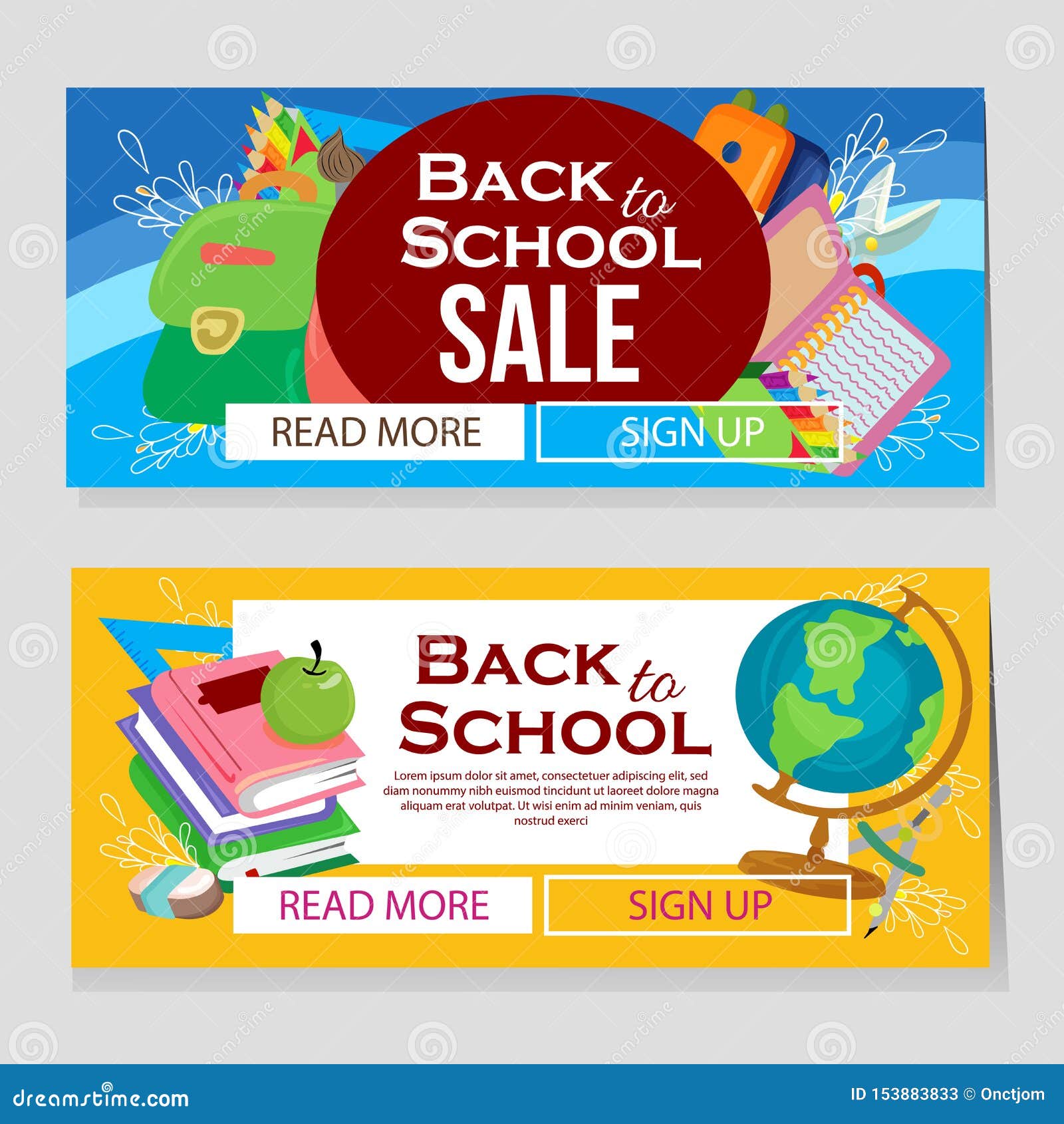 Colorful School Banner with School Element Stock Vector - Illustration ...