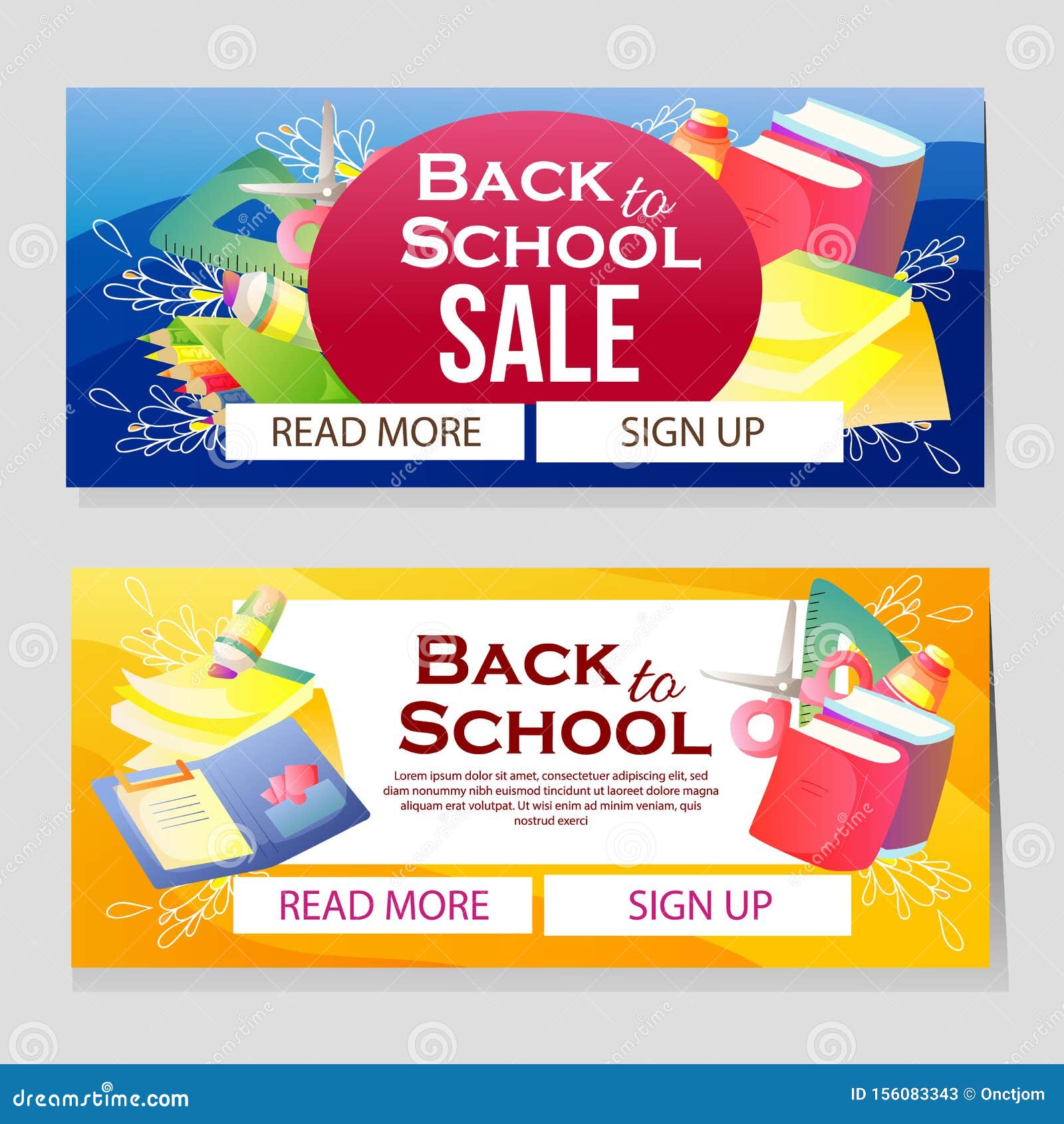 Colorful School Banner with School Stationary Stock Vector ...