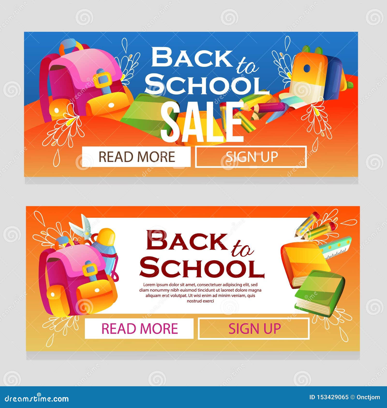 Colorful School Banner with School Supplies Stock Vector - Illustration ...