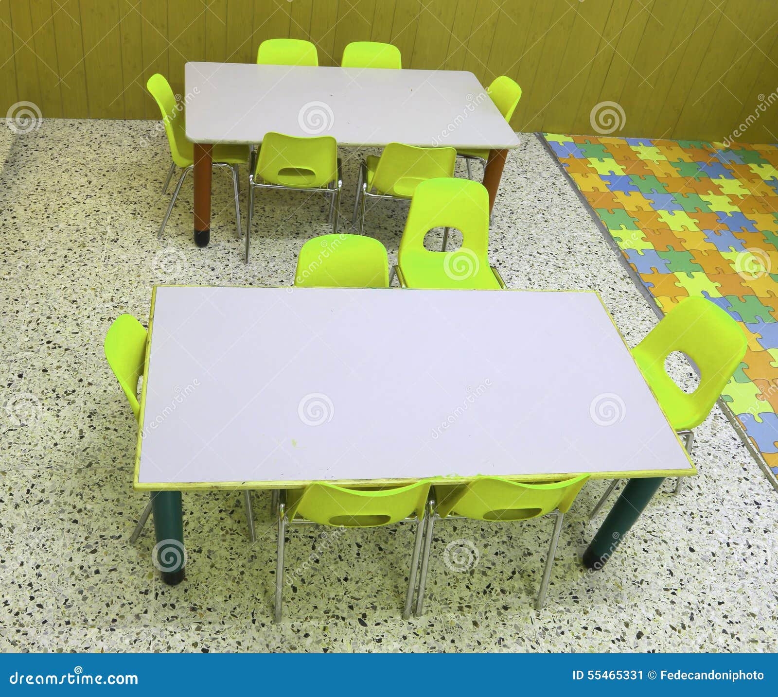 Colorful School Chairs and Tables for Children Stock Image - Image of ...