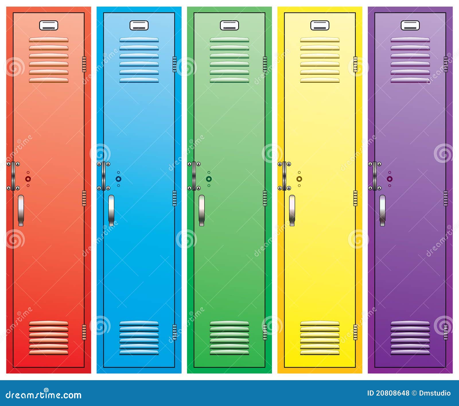 Colorful school lockers stock vector. Illustration of locker - 20808648