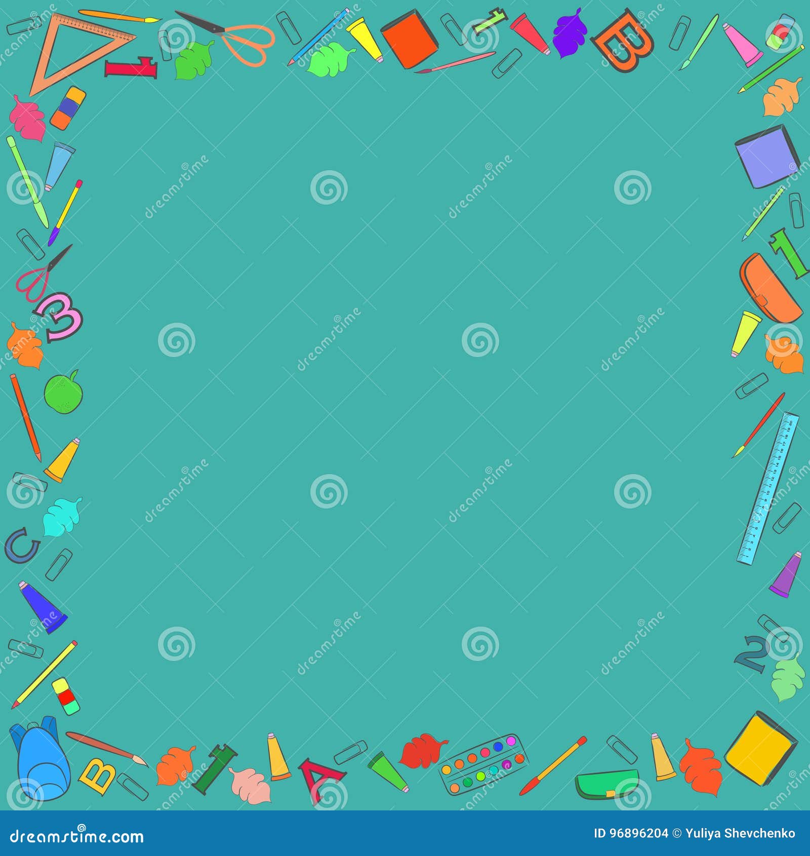 Colorful School Stuff Making a Frame Stock Vector - Illustration of ...