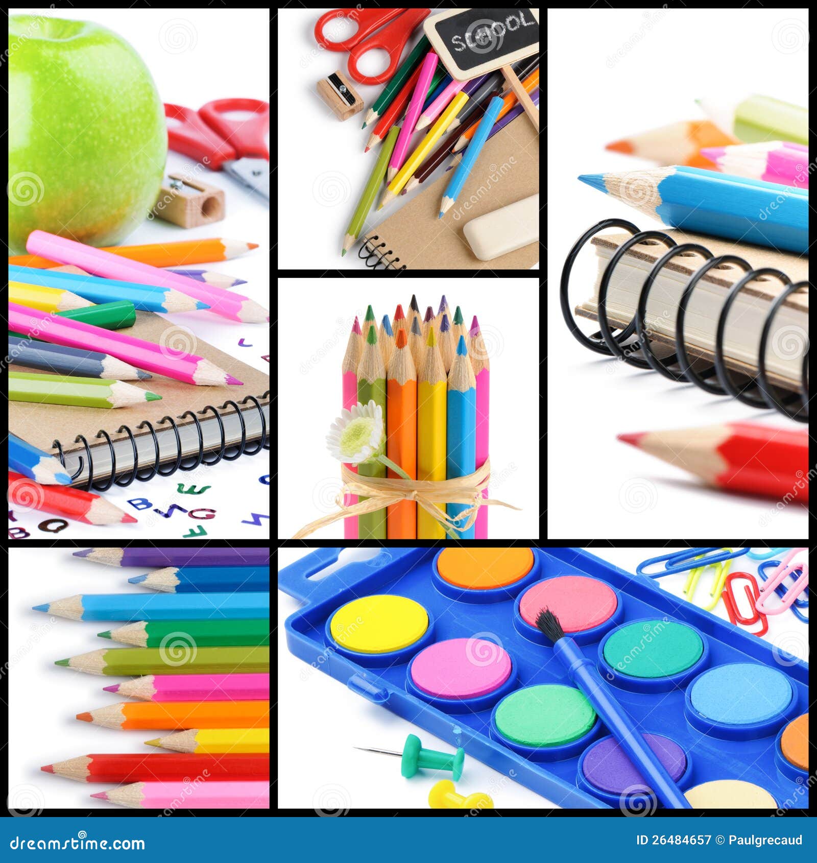 Colorful School Supplies. Collage Stock Image - Image of accessories ...