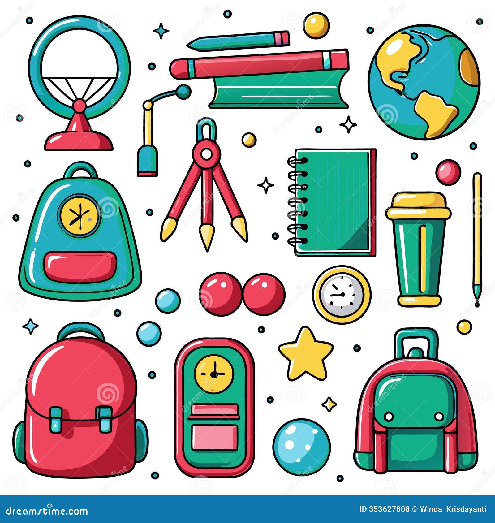 Colorful School Supplies and Learning Objects Stock Vector ...