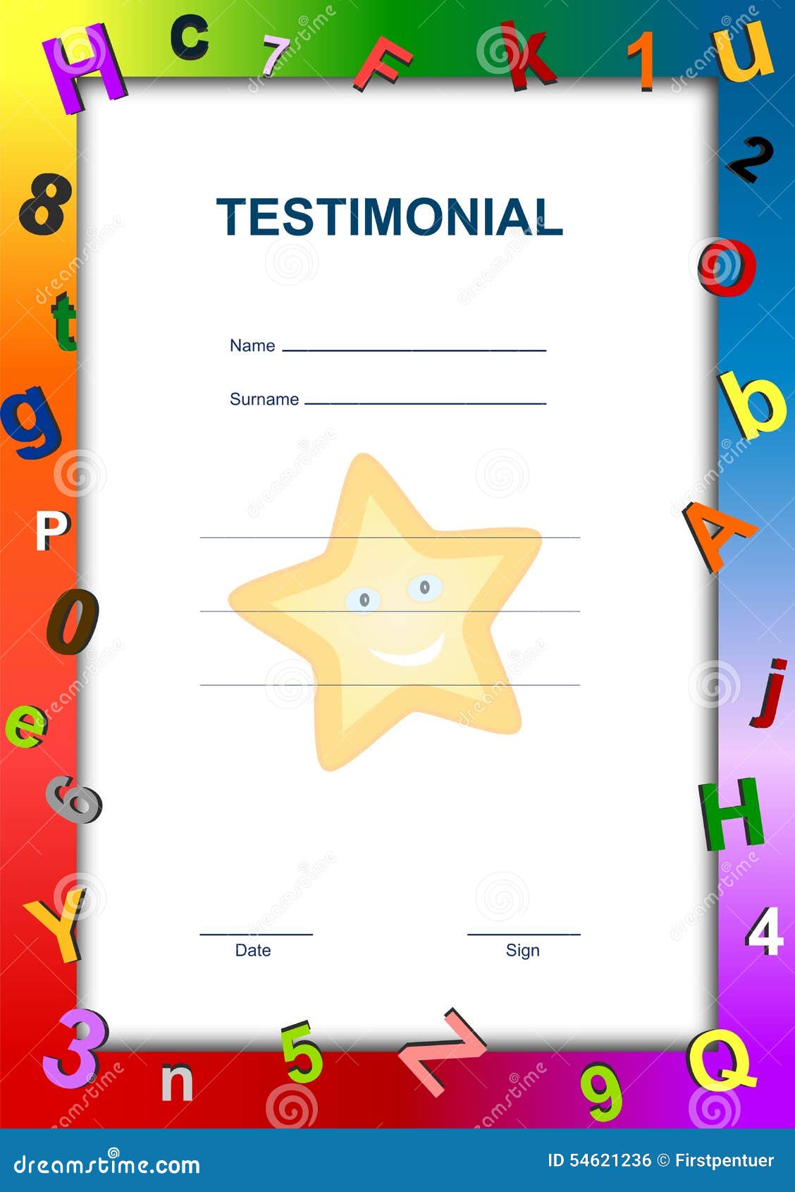 Colorful School Testimonial Frame with Alphabet Stock Illustration ...