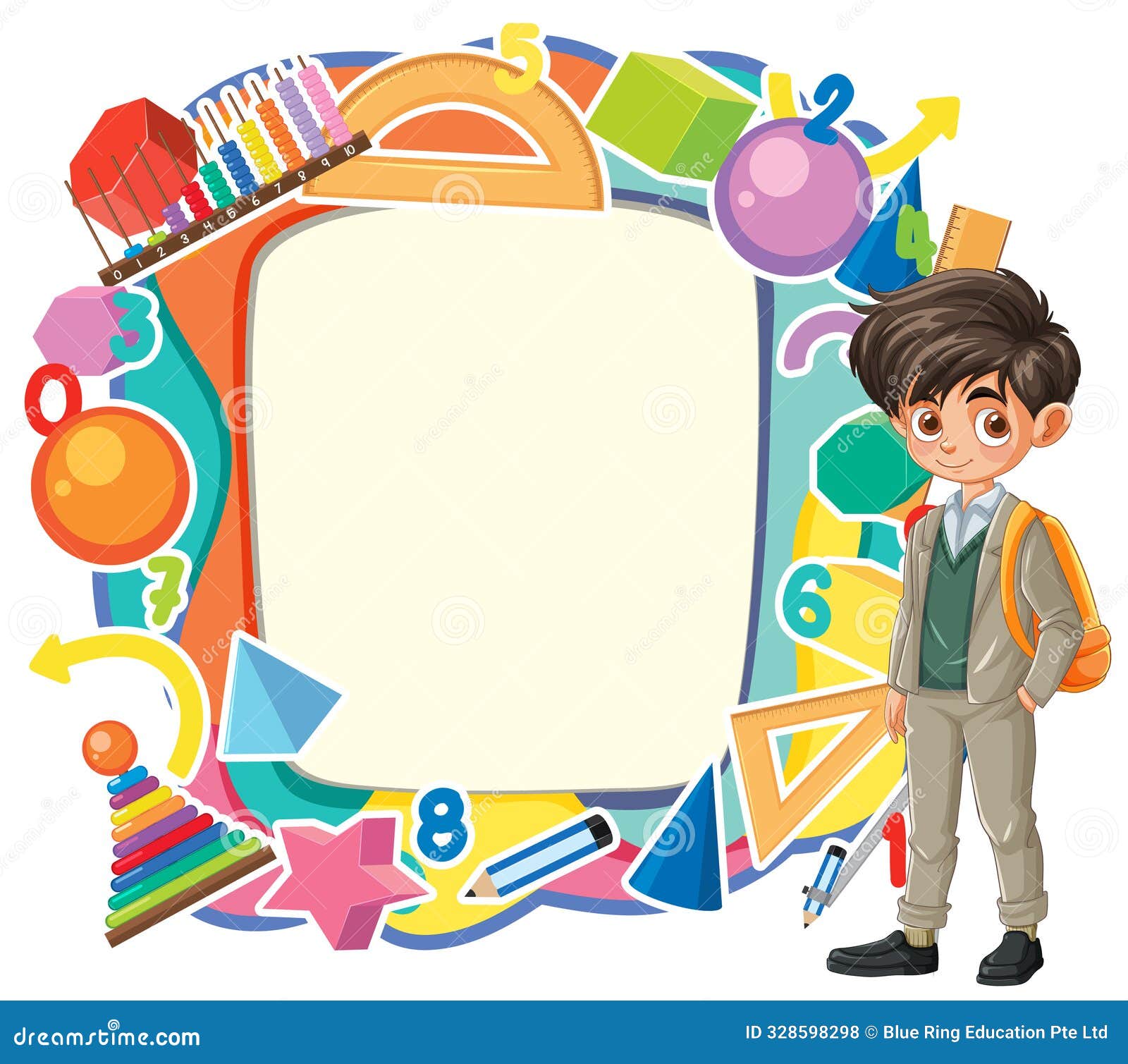 Colorful School-themed Frame Stock Illustration - Illustration of ...