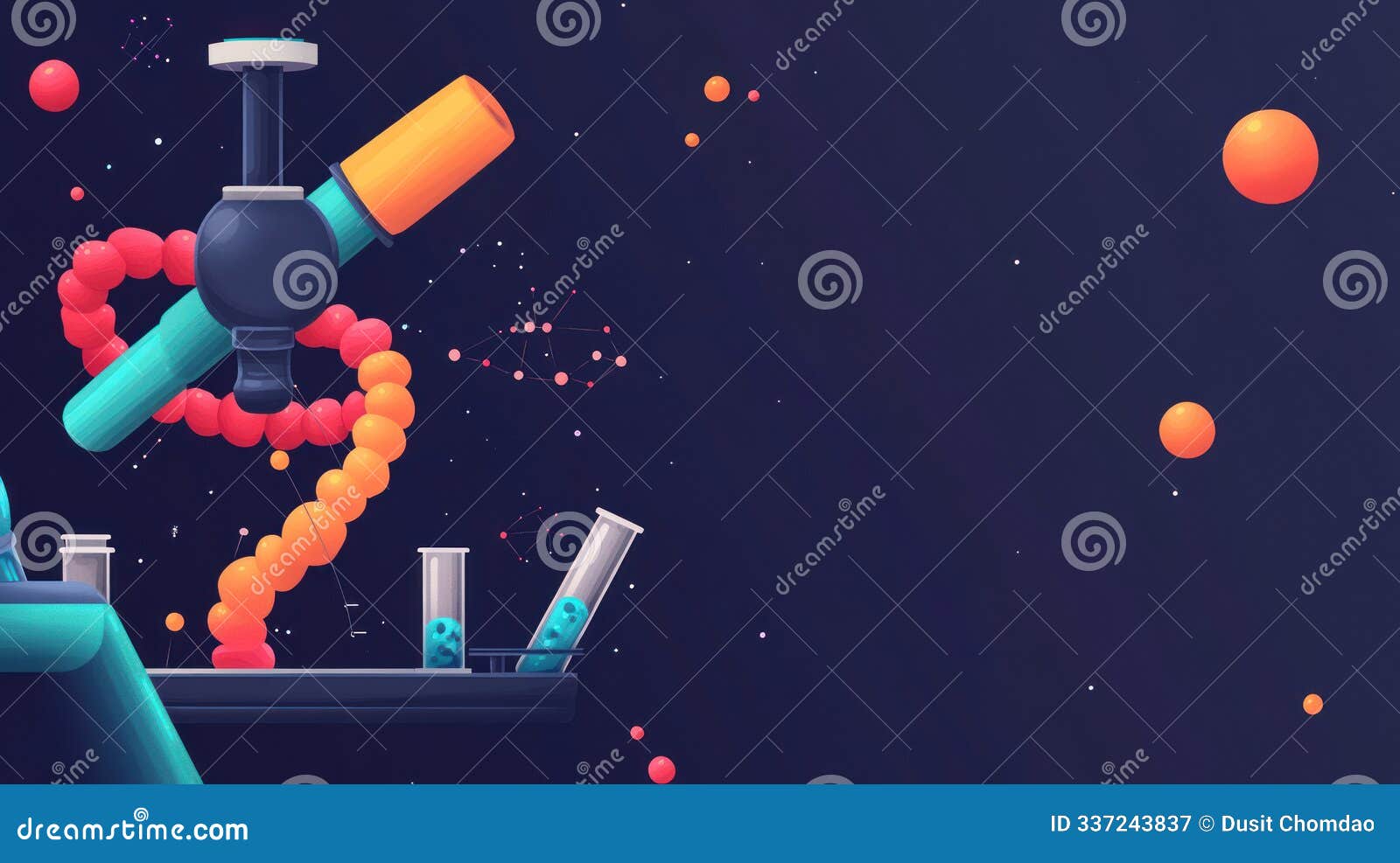 Colorful Science Club Design Featuring Microscope and Test Tubes Stock ...