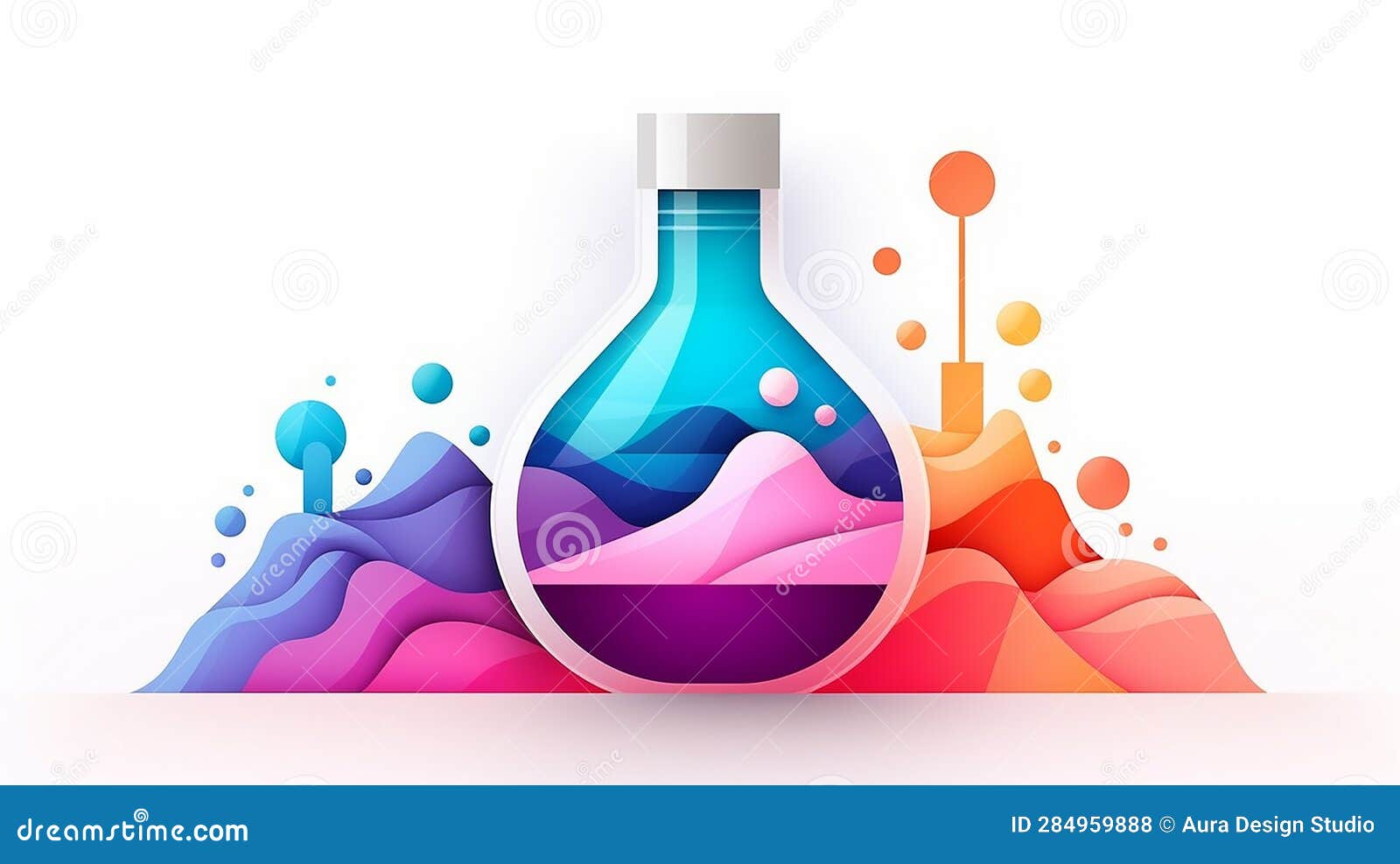 Colorful Science Flask in Paper Cut Style on White Isolated Background ...