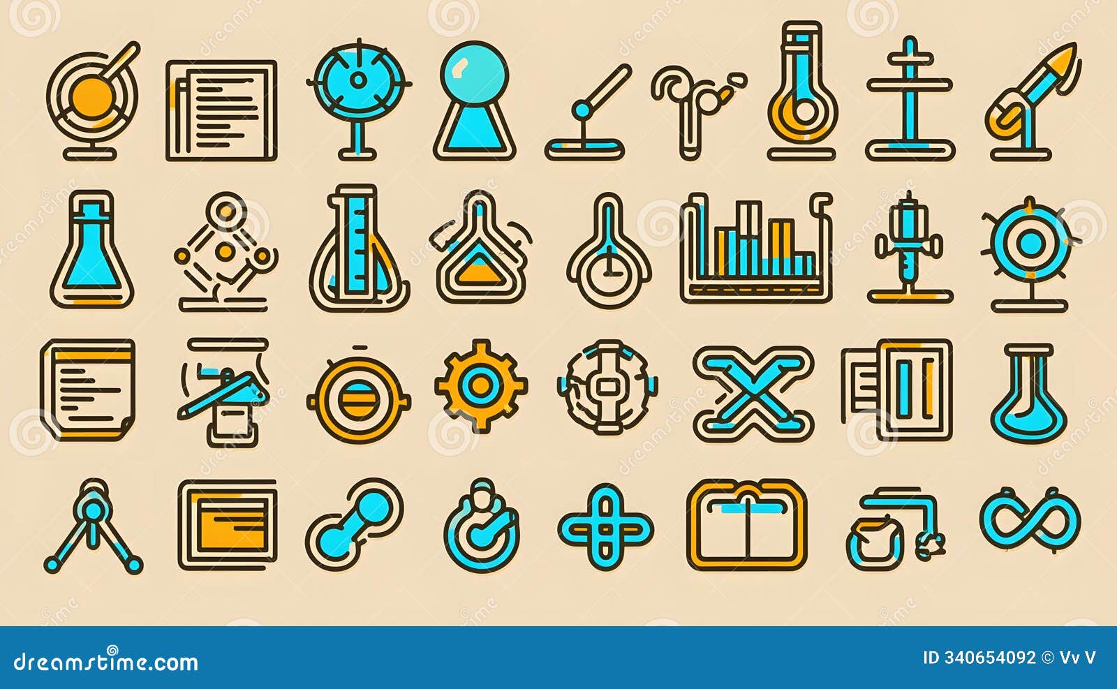 Colorful Science and Lab Icons Collection Stock Photo - Image of ...