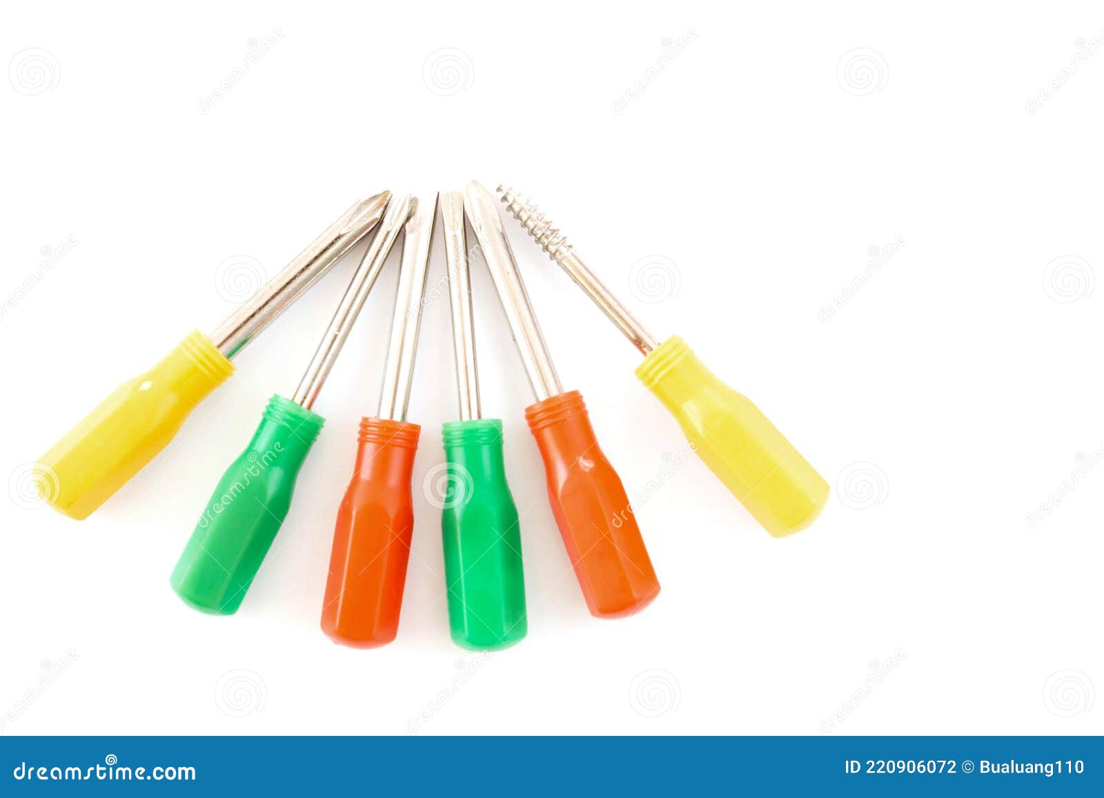 Colorful Screwdriver on White Background. Stock Photo - Image of manual ...