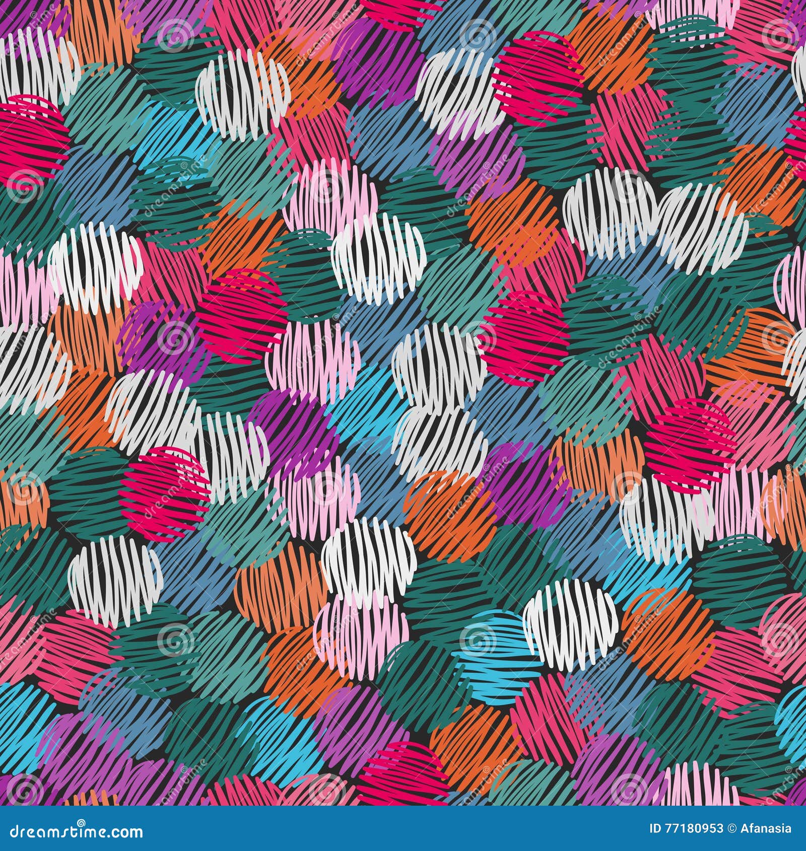 Colorful Scribble Circles Seamless Pattern. Stock Vector - Illustration ...