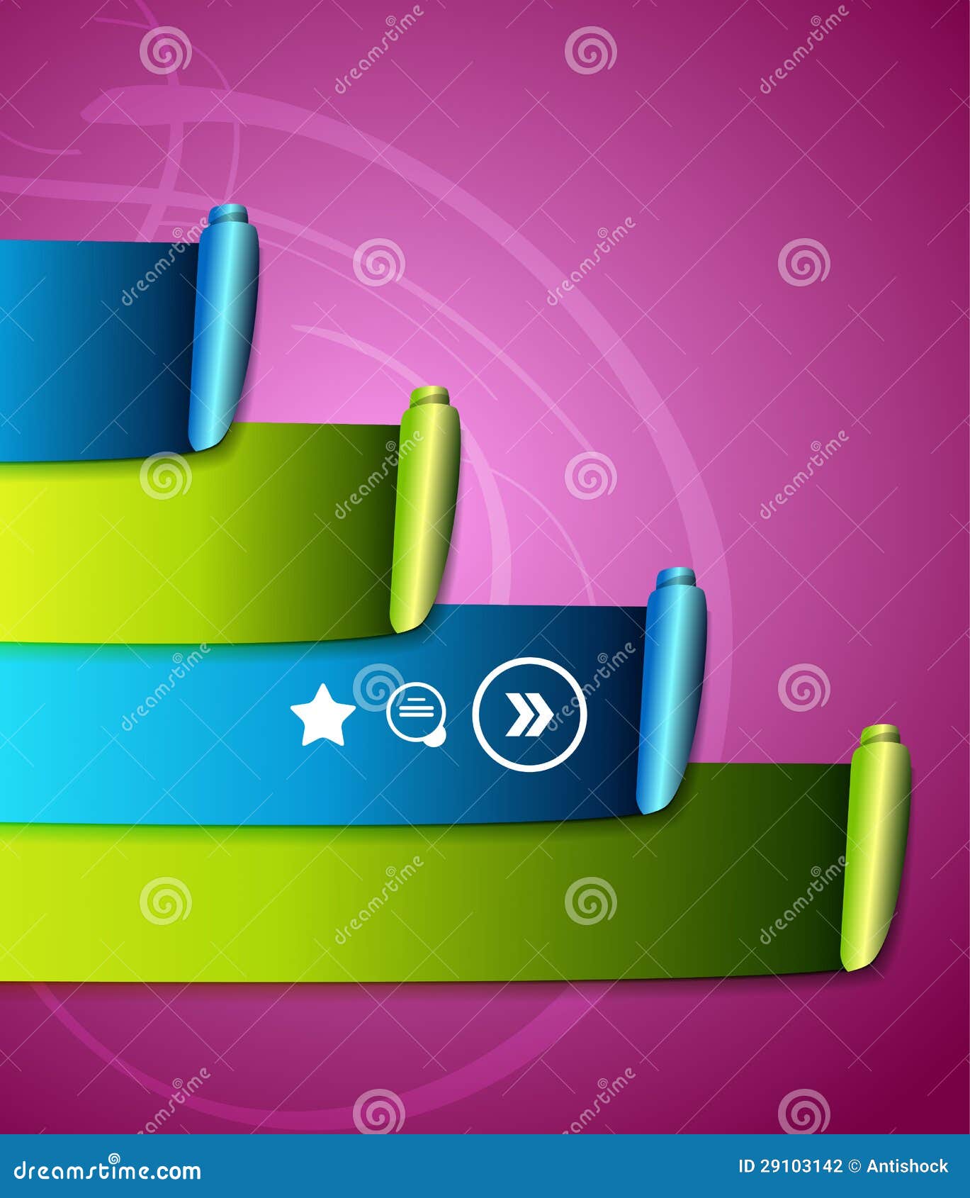 Colorful Scroll Ribbons Infographic Design Stock Vector - Illustration ...