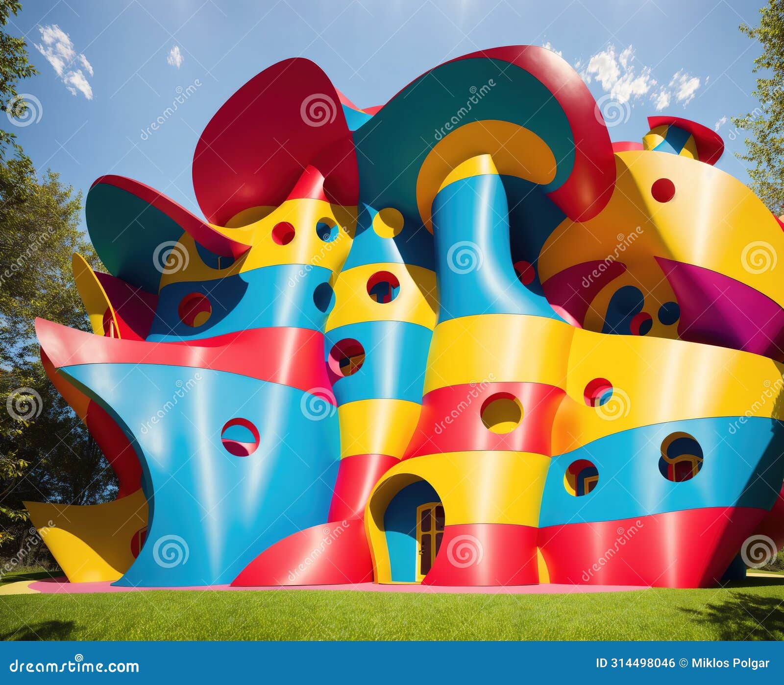 A Colorful Sculpture in the Shape of a Building. Stock Photo - Image of ...